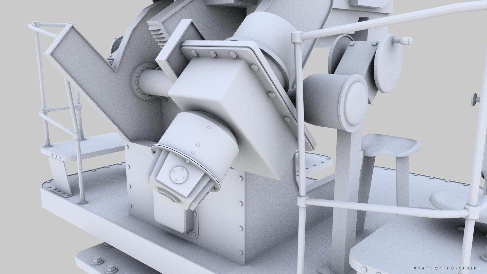 5-inch 25-caliber Mark 10 Anti-aircraft Gun 3D Model by Carlo Cestra
