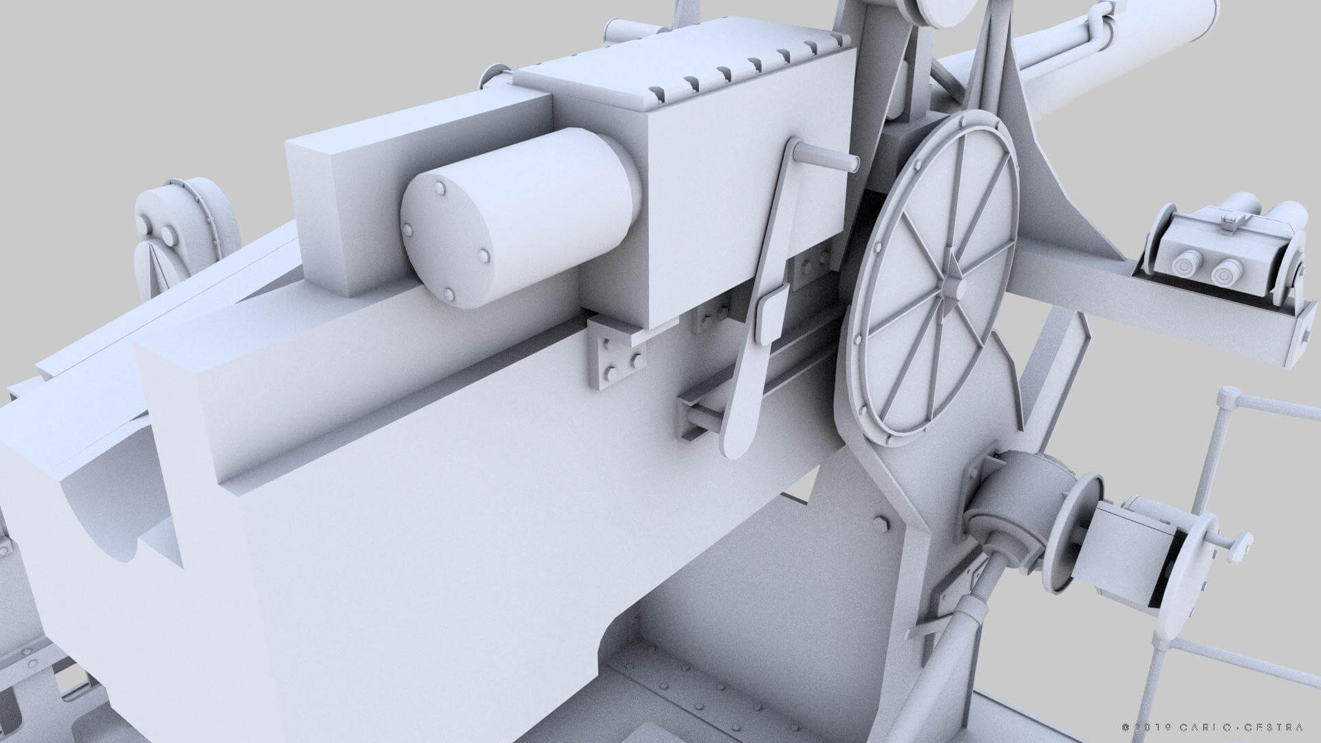5-inch 25-caliber Mark 10 Anti-aircraft Gun 3D Model by Carlo Cestra
