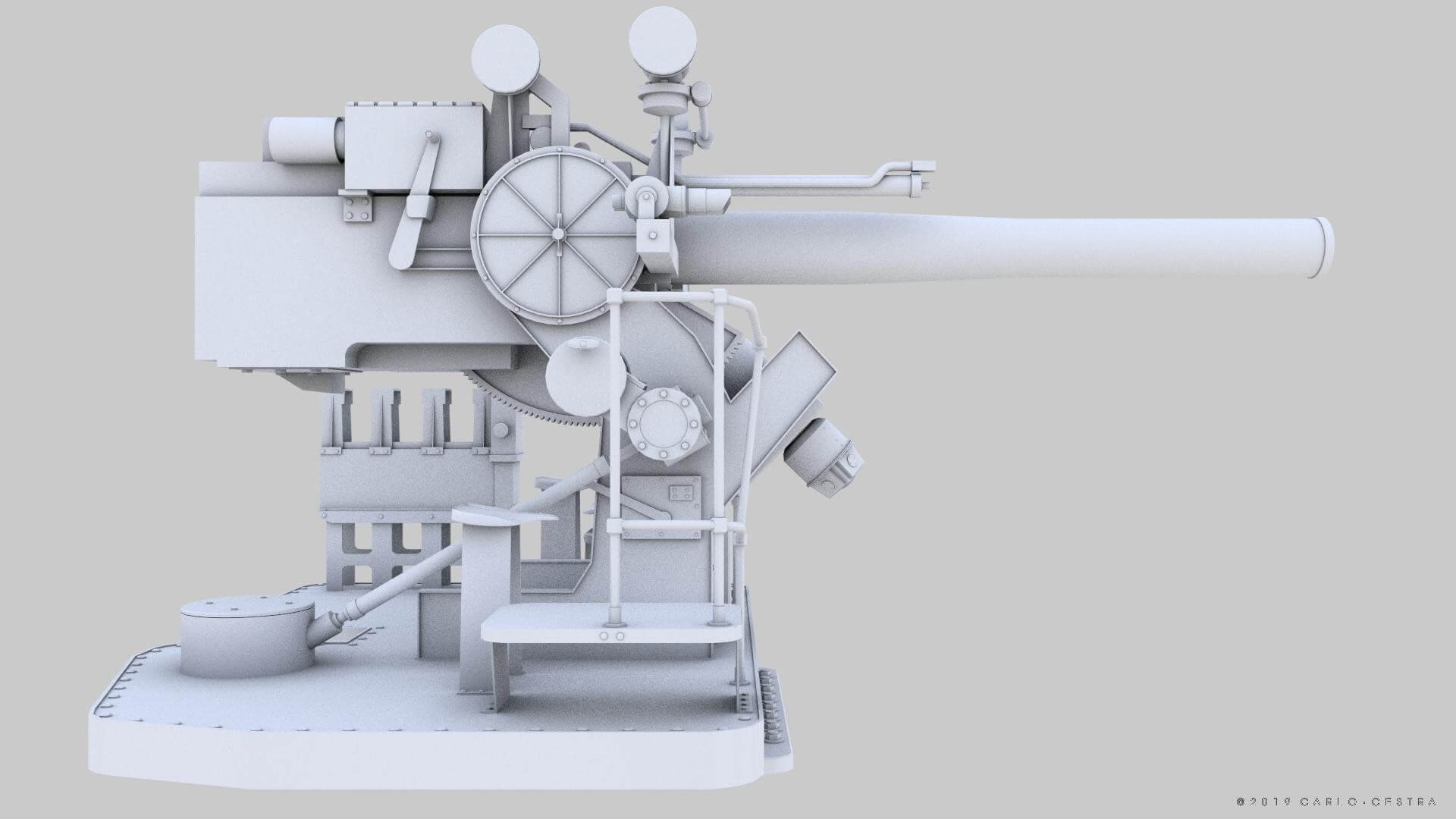 5-inch 25-caliber Mark 10 Anti-aircraft Gun 3D Model by Carlo Cestra