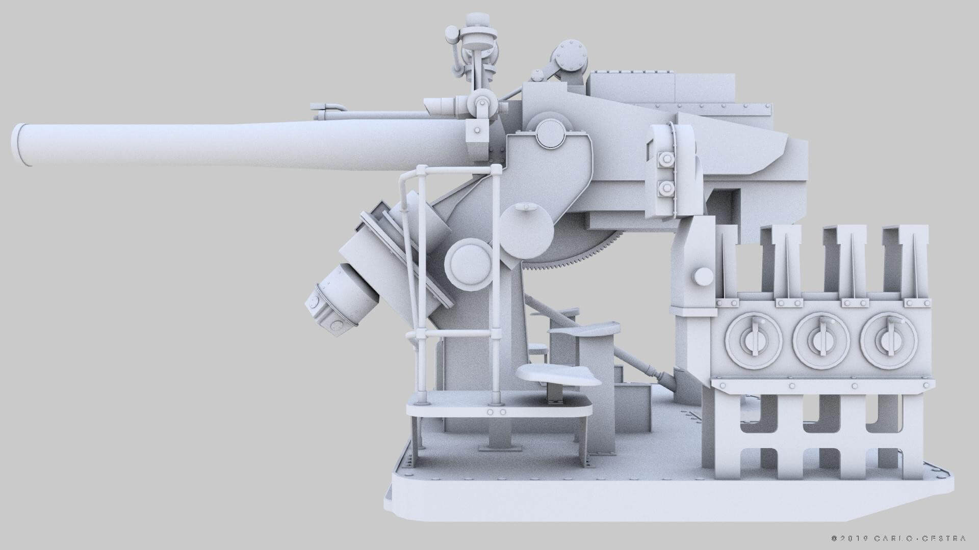 5-inch 25-caliber Mark 10 Anti-aircraft Gun 3D Model by Carlo Cestra