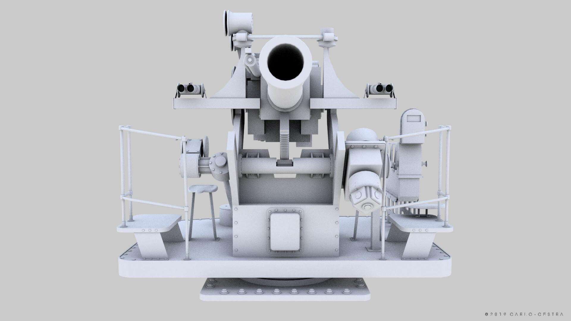 5-inch 25-caliber Mark 10 Anti-aircraft Gun 3D Model by Carlo Cestra