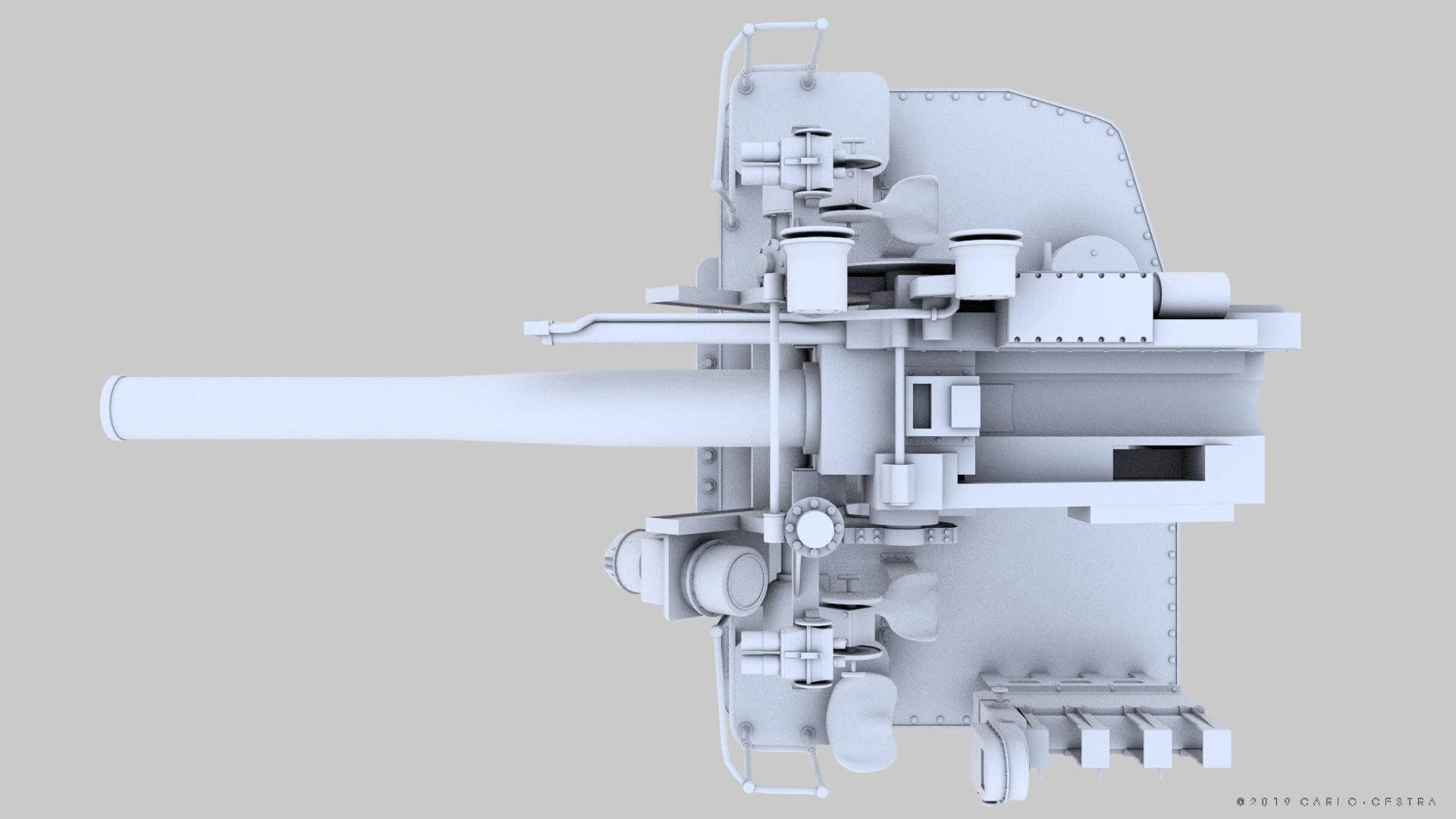 5-inch 25-caliber Mark 10 Anti-aircraft Gun 3D Model by Carlo Cestra