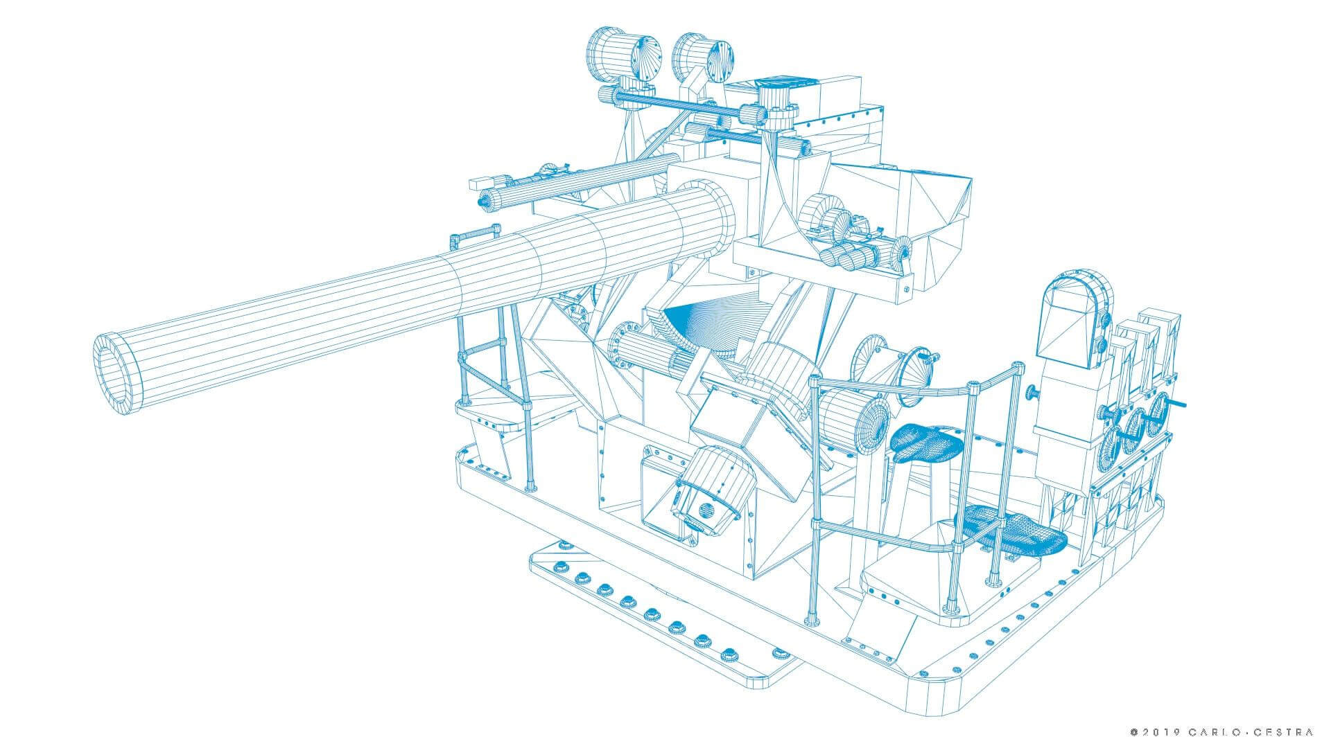 5-inch 25-caliber Mark 10 Anti-aircraft Gun 3D Model by Carlo Cestra