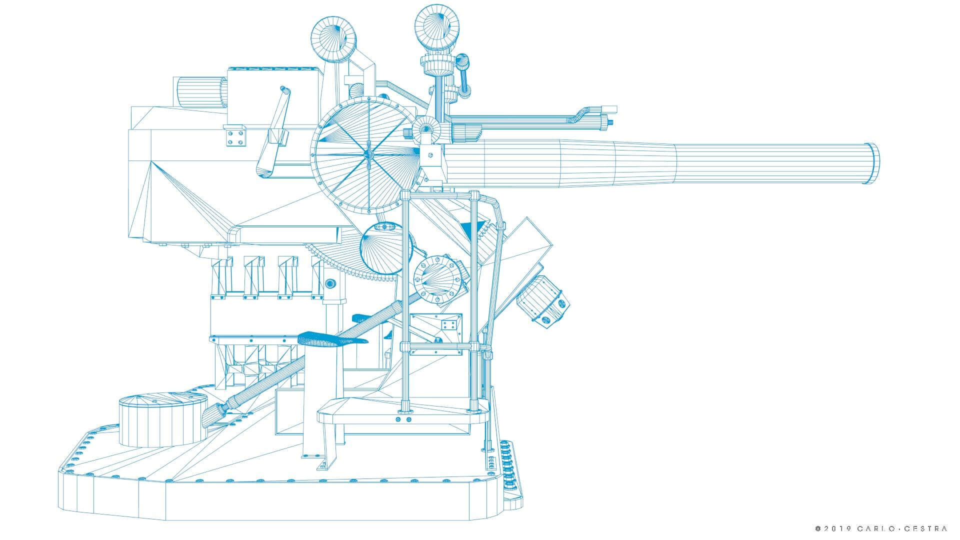 5-inch 25-caliber Mark 10 Anti-aircraft Gun 3D Model by Carlo Cestra