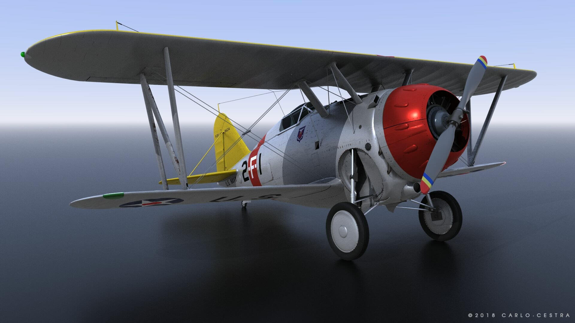 Grumman F2F-1 3D Render, Digital Art by Carlo Cestra