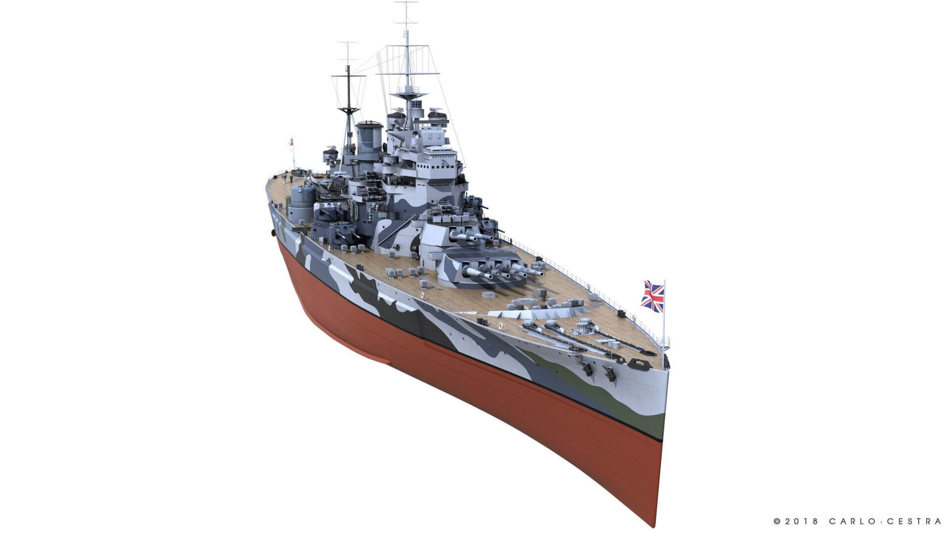 HMS Prince of Wales 3D Render, Digital Art by Carlo Cestra