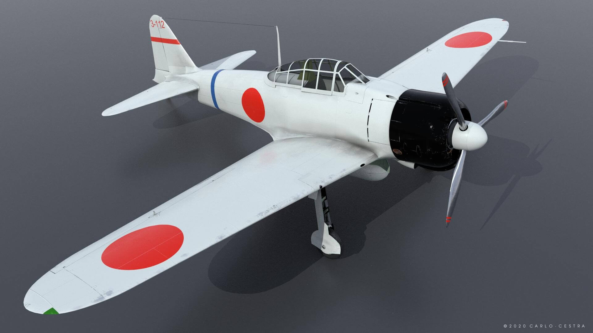 Mitsubishi A6M2 Type-0 Model-11 3D Render by Carlo Cestra
