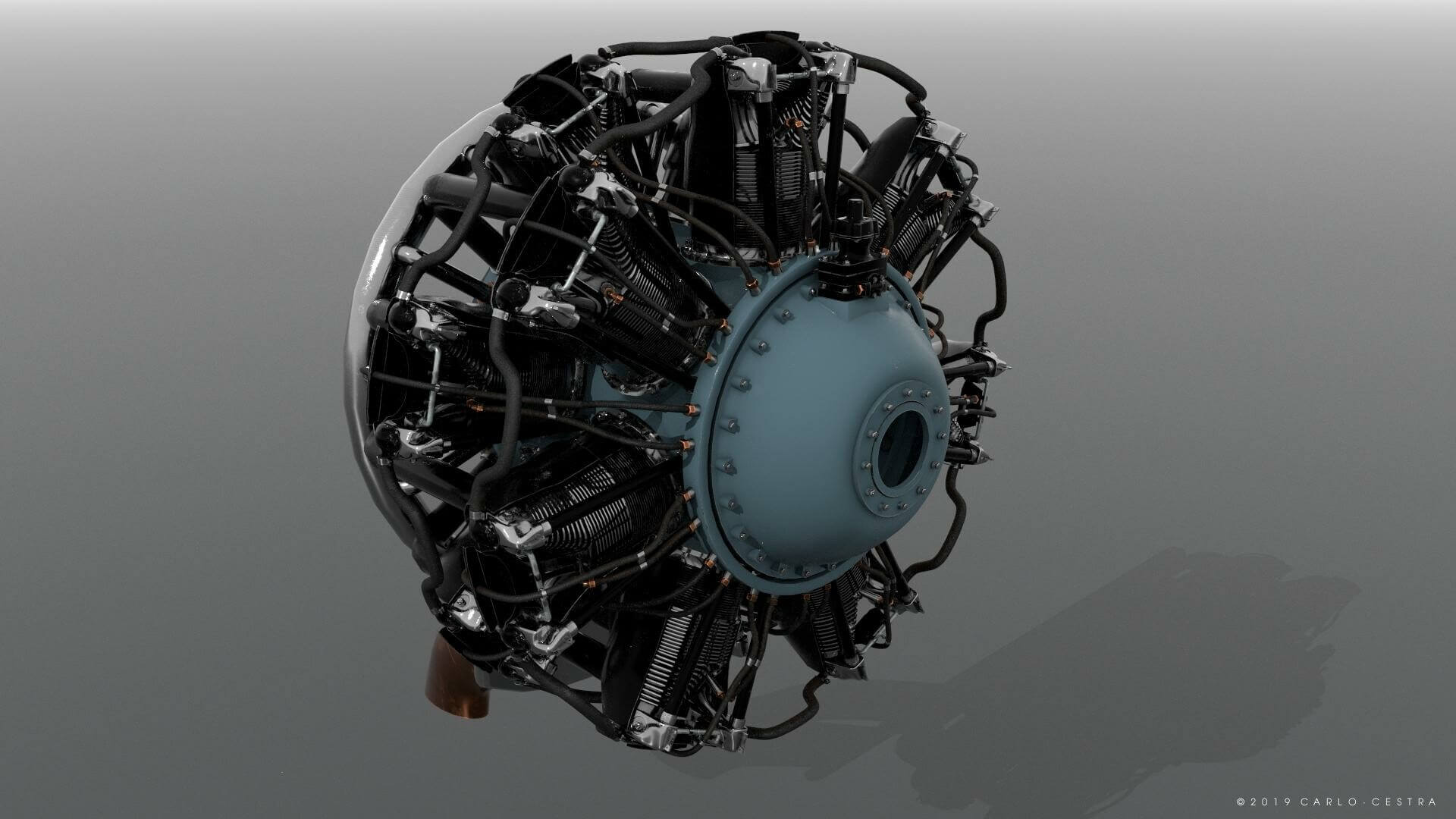 R-1830 TWIN WASP - WW2 US NAVY Aircraft engine 3D Render