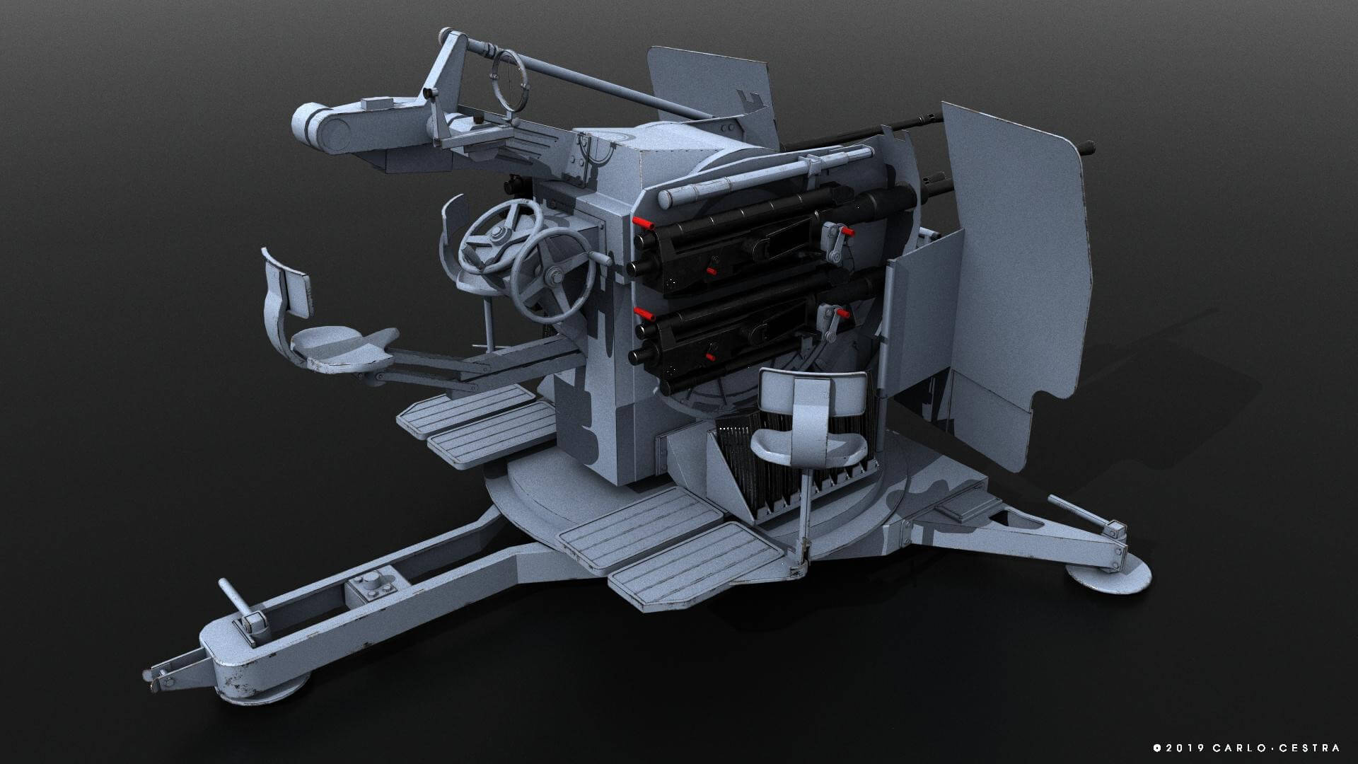 German 20mm Flak 38 Vierling - 3D Model by Carlo Cestra