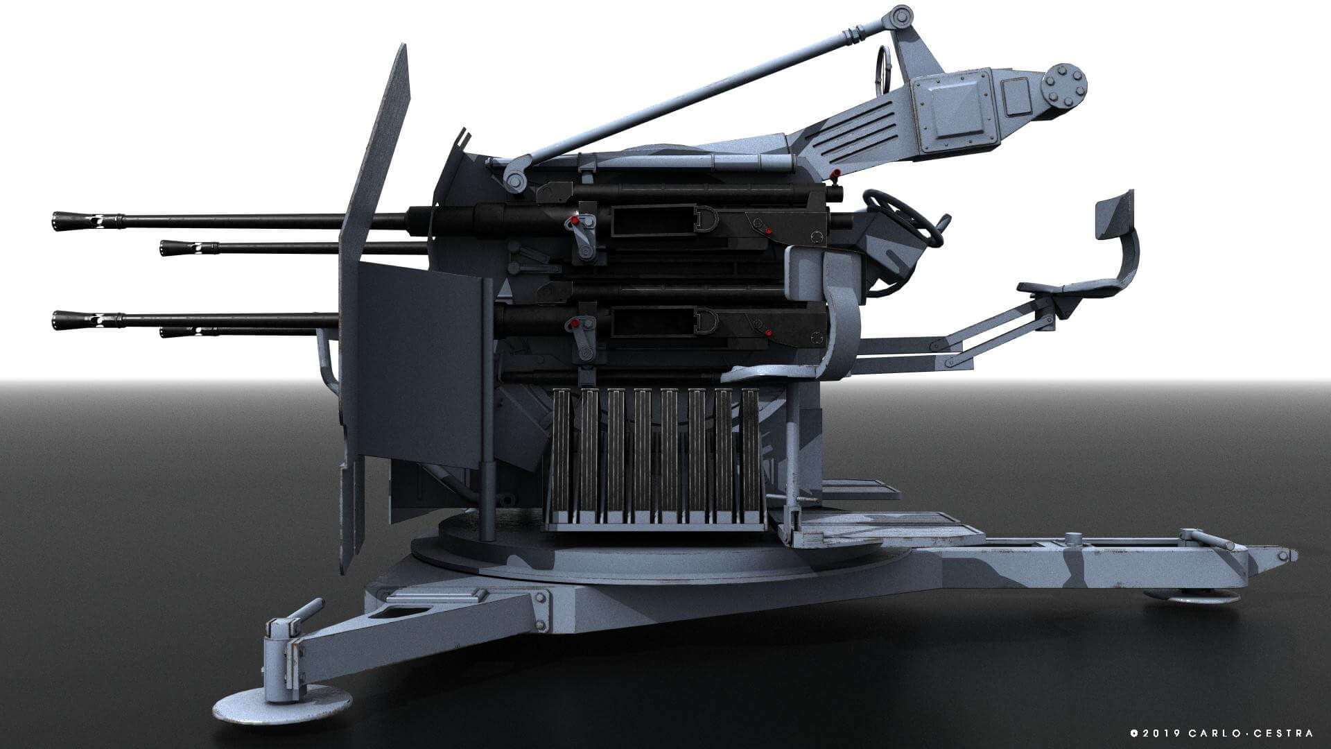 German 20mm Flak 38 Vierling - 3D Model by Carlo Cestra