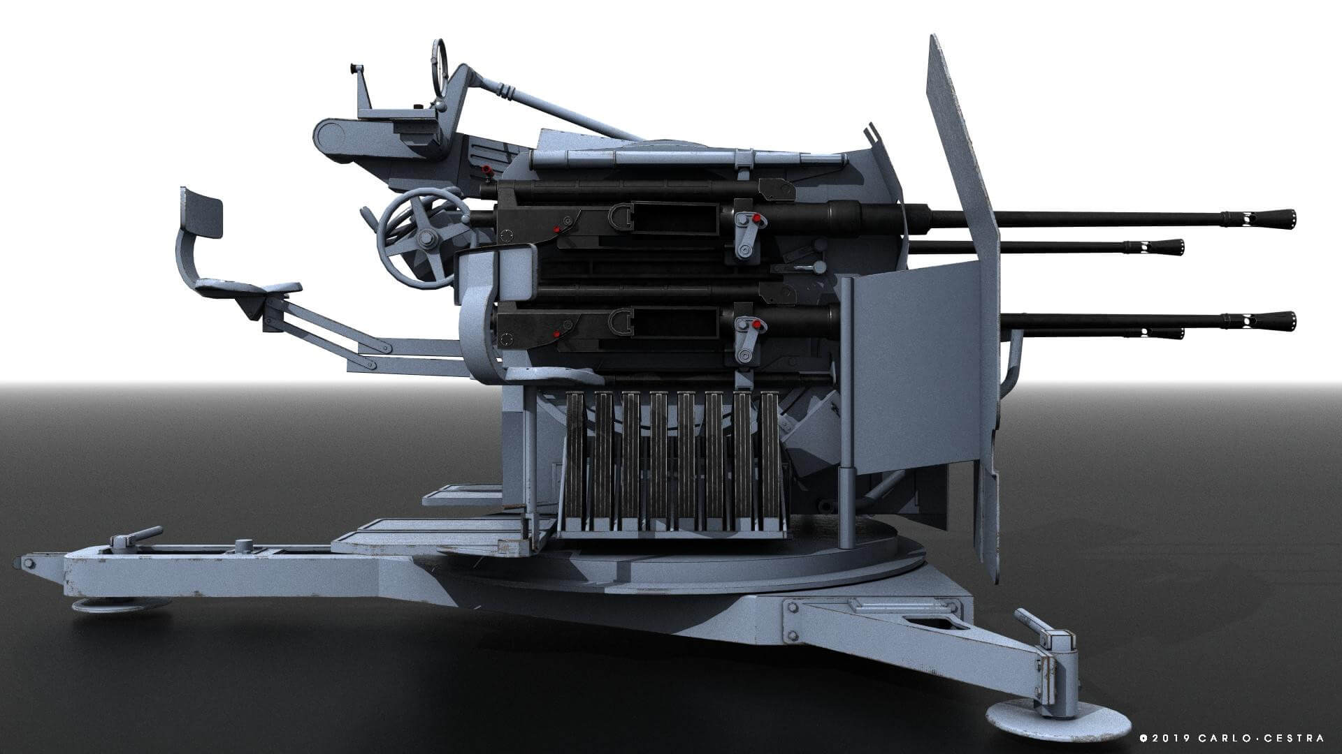 German 20mm Flak 38 Vierling - 3D Model by Carlo Cestra