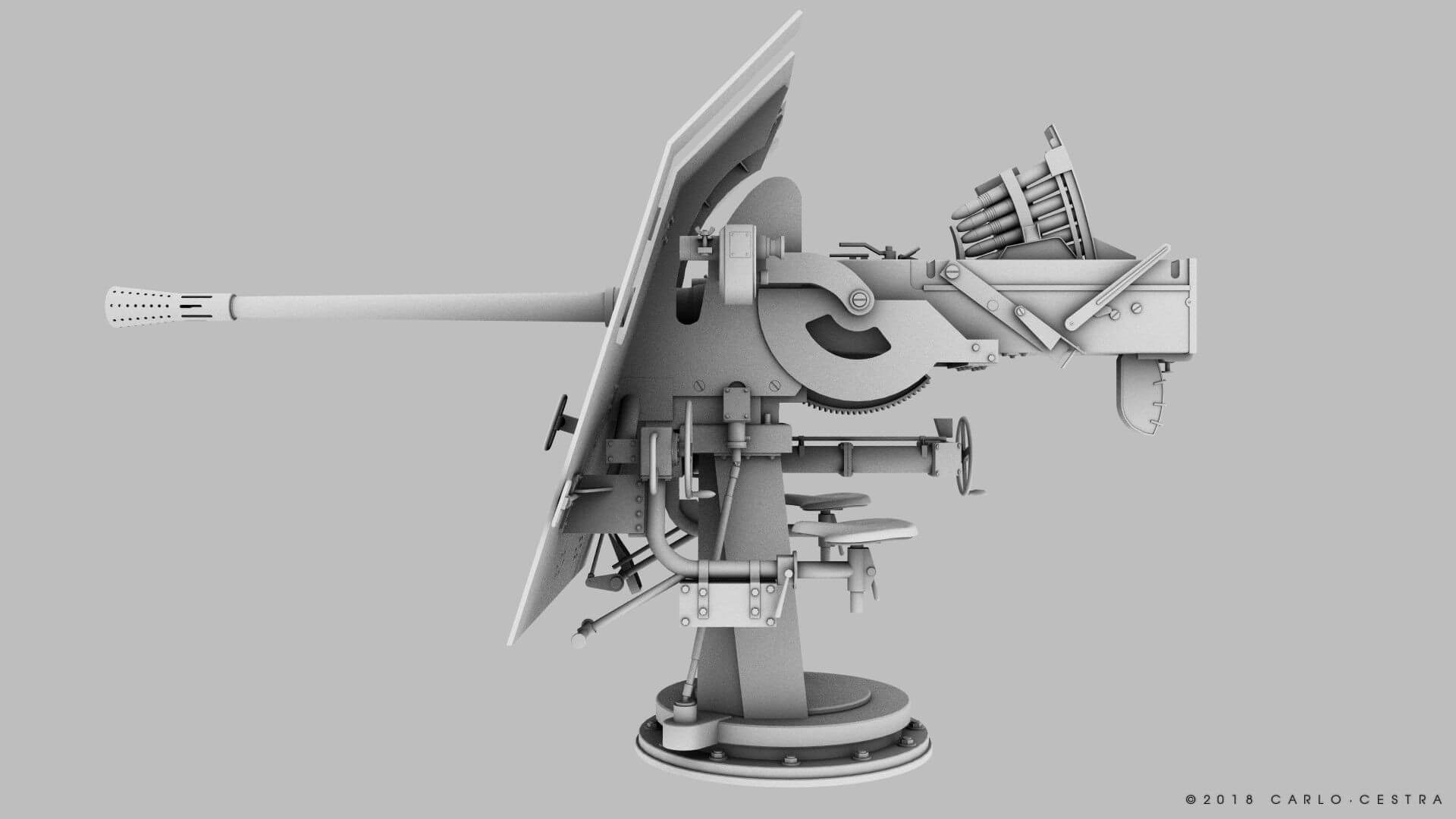 German 37mm Flak 42 - 3D Model by Carlo Cestra