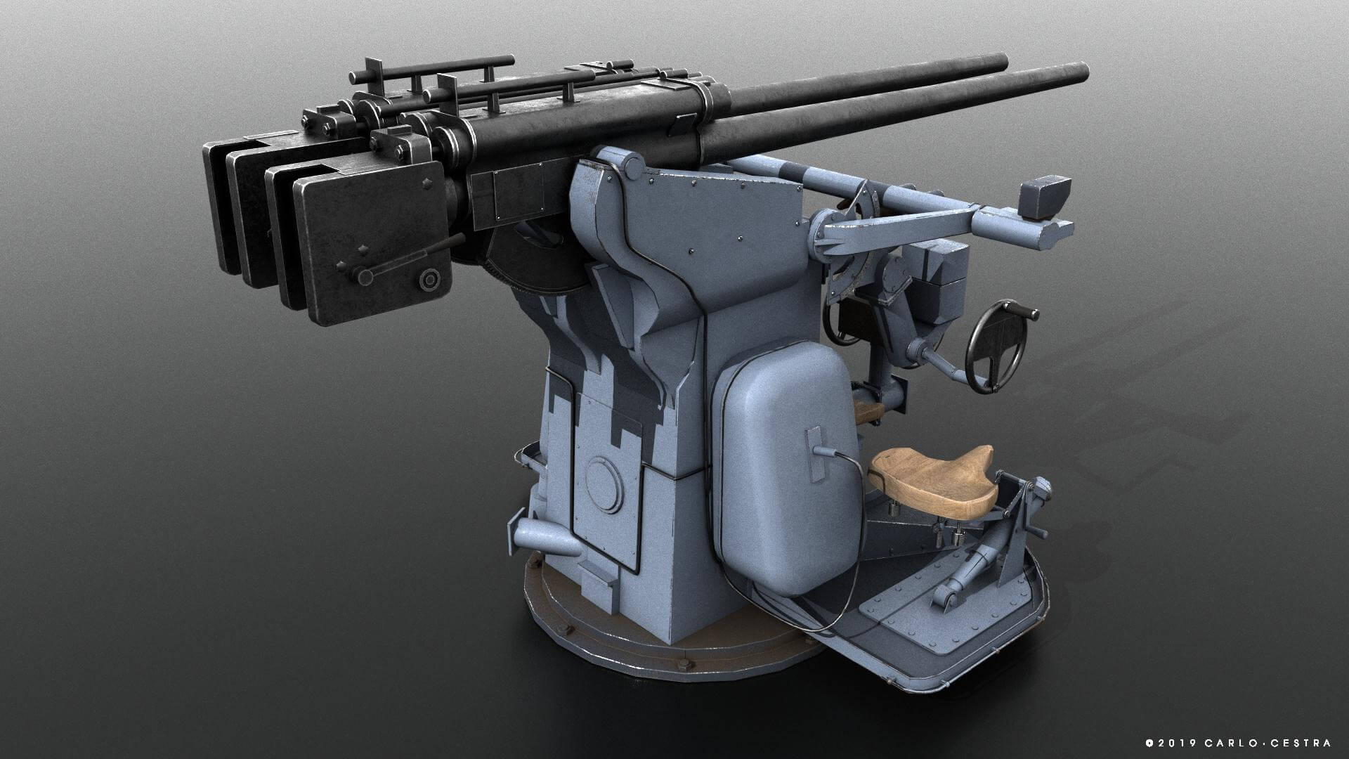 German 37mm SK C30 Anti-aircraft Gun 3D Model by Carlo Cestra
