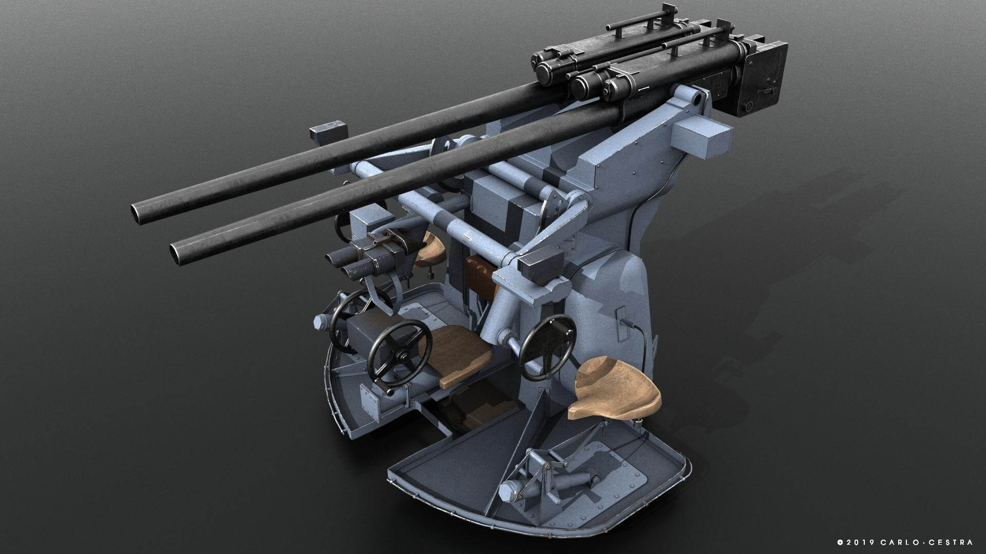 German 37mm SK C30 Anti-aircraft Gun 3D Model by Carlo Cestra