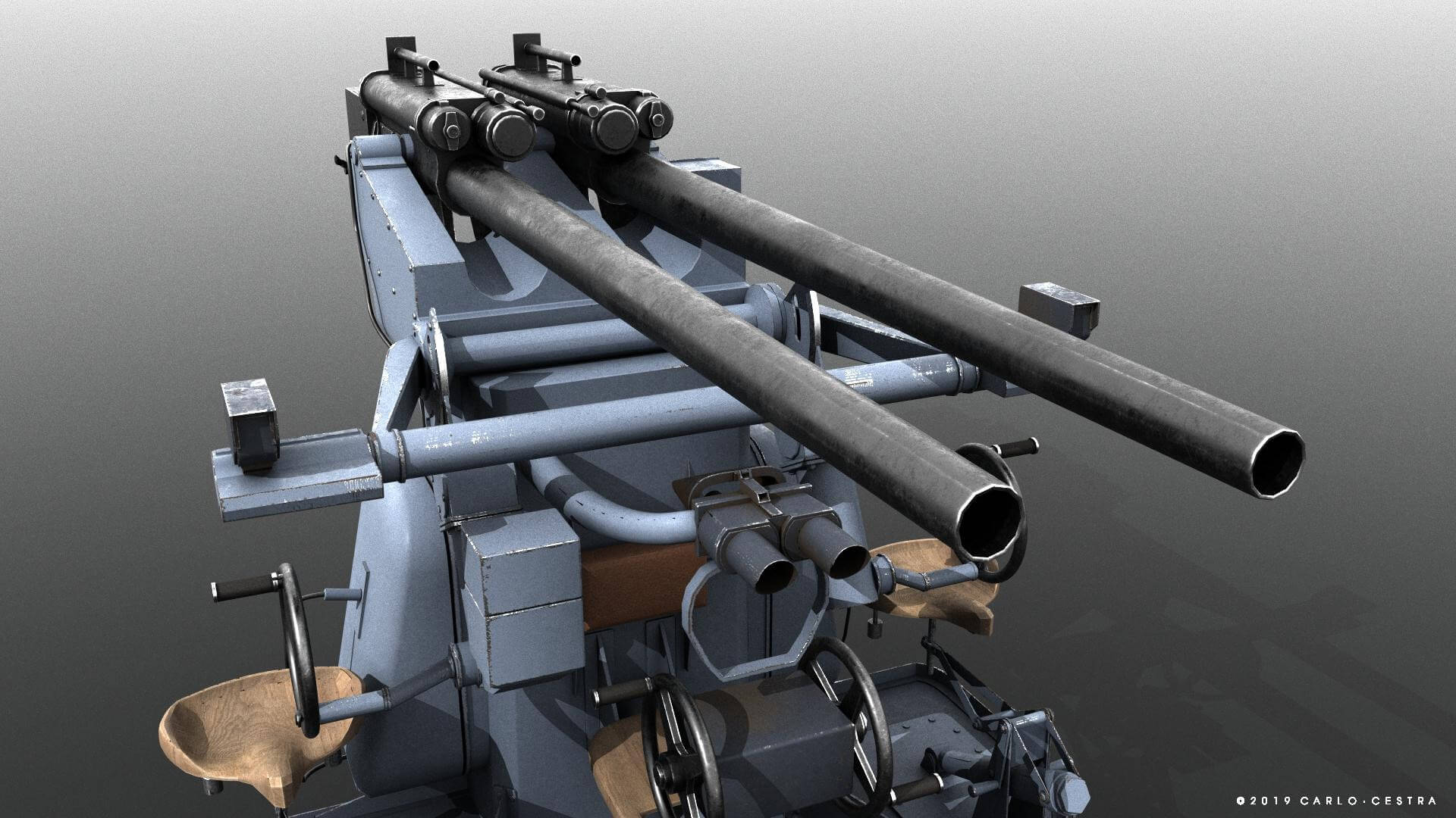 German 37mm SK C30 Anti-aircraft Gun 3D Model by Carlo Cestra