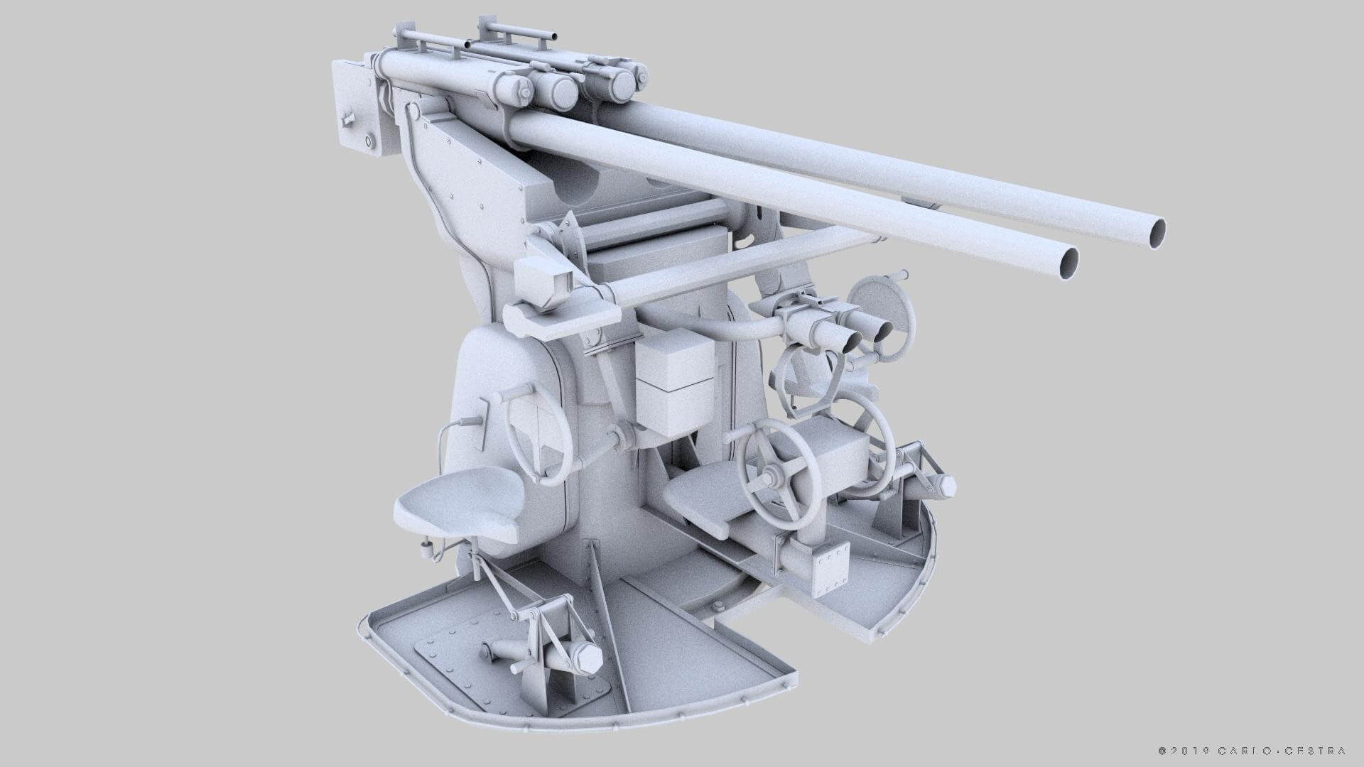 German 37mm SK C30 Anti-aircraft Gun 3D Model by Carlo Cestra