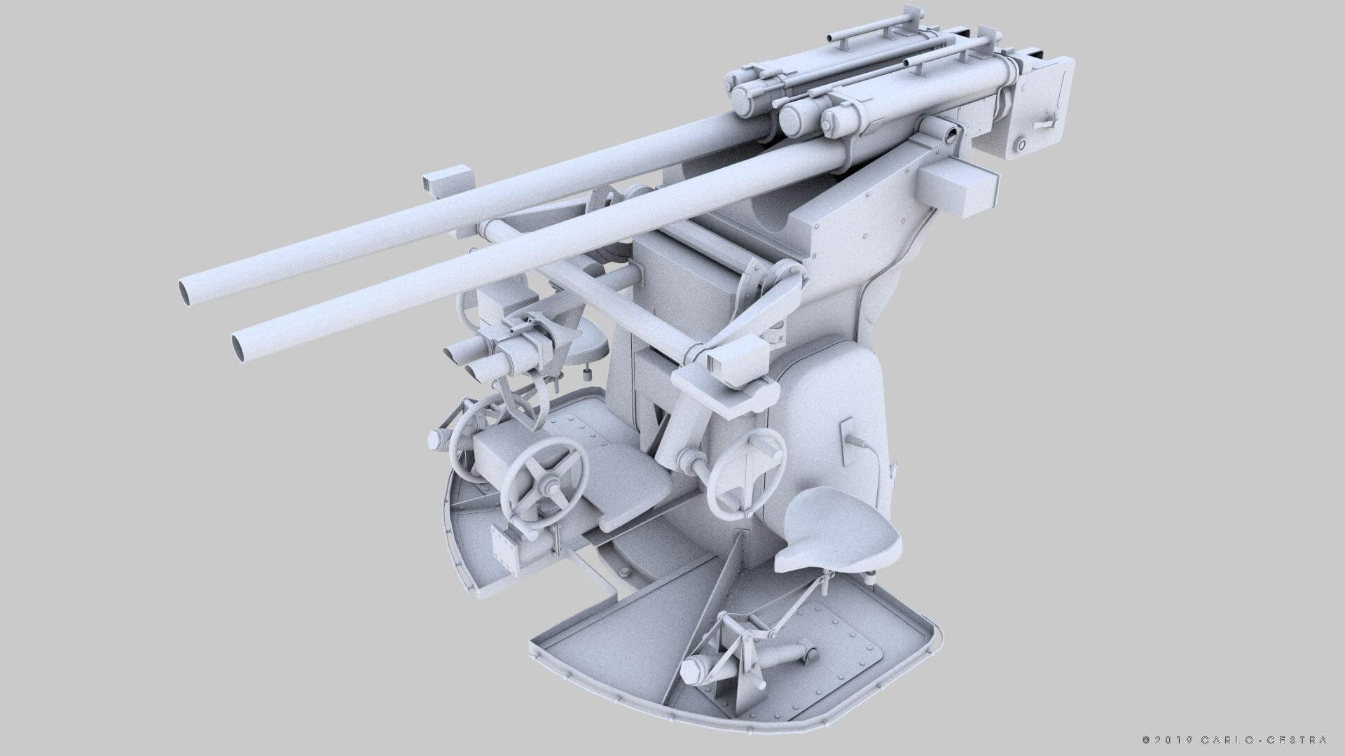 German 37mm SK C30 Anti-aircraft Gun 3D Model by Carlo Cestra
