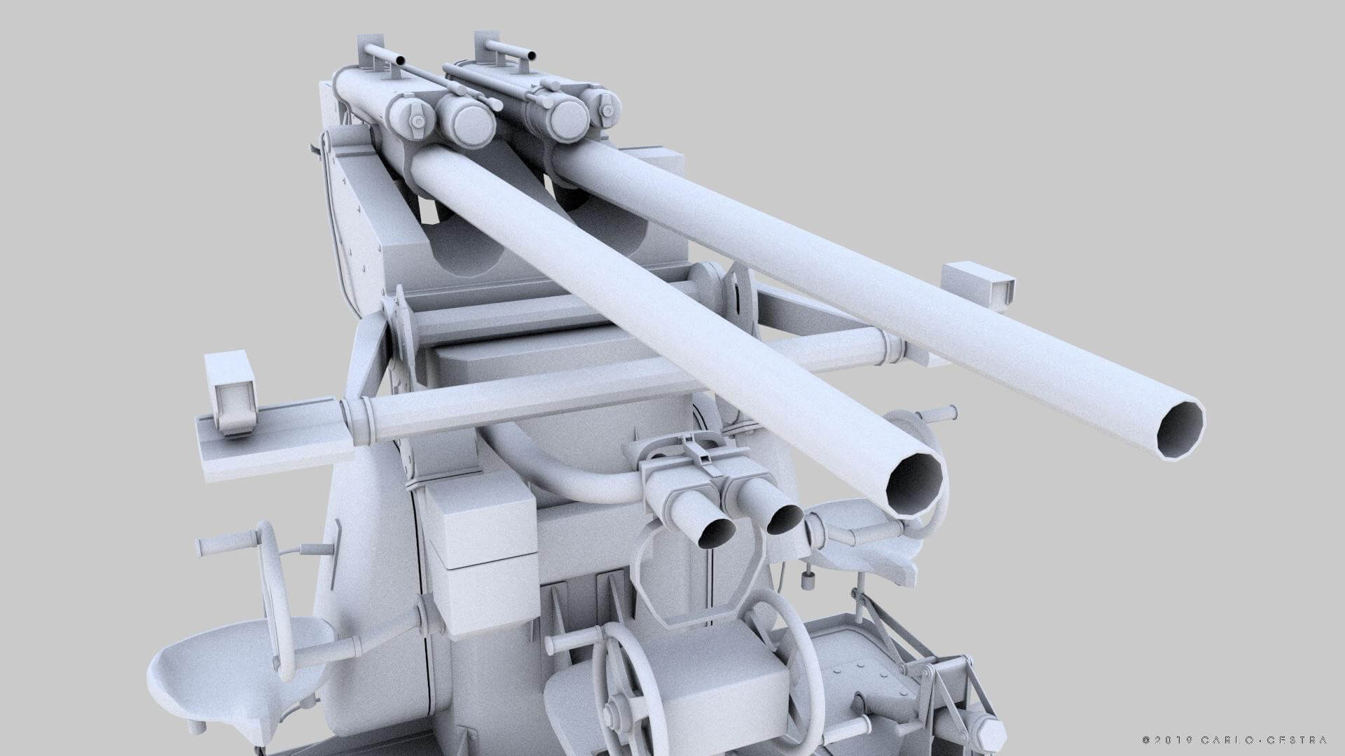 German 37mm SK C30 Anti-aircraft Gun 3D Model by Carlo Cestra
