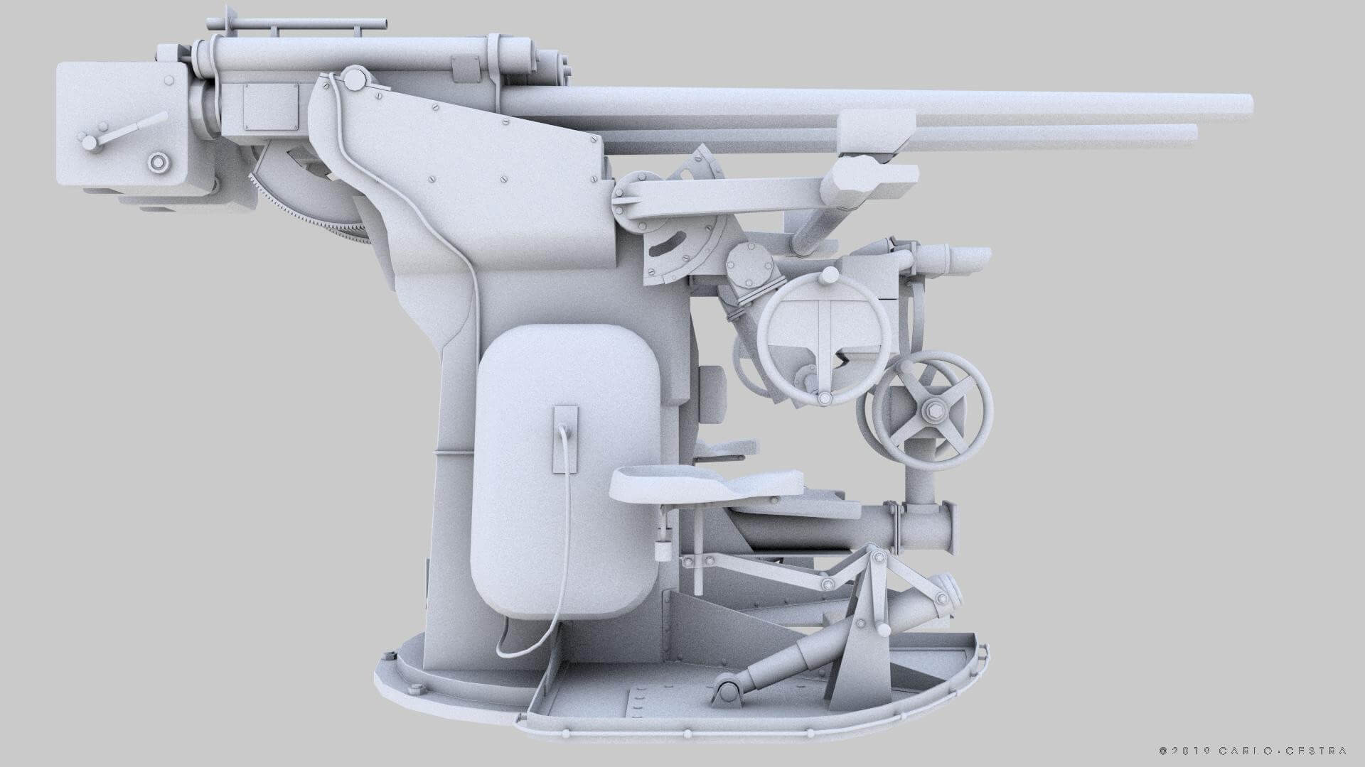German 37mm SK C30 Anti-aircraft Gun 3D Model by Carlo Cestra