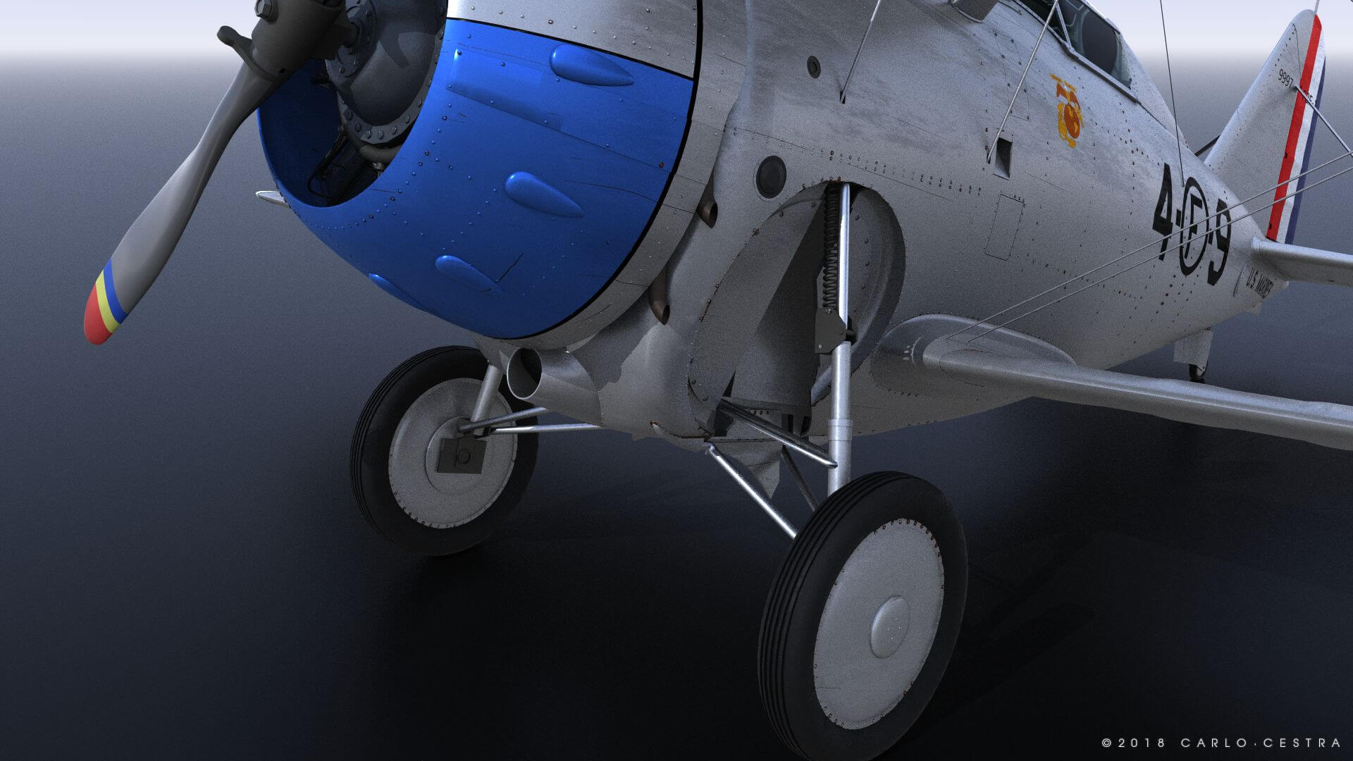 Grumman F2F-1 US Marines 1937 3D Model by Carlo Cestra