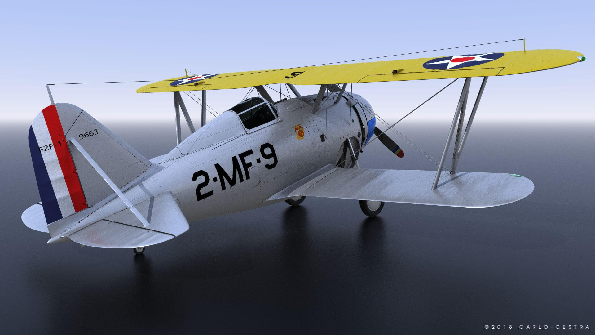 Grumman F2F-1 US Marines 1939 3D Model by Carlo Cestra