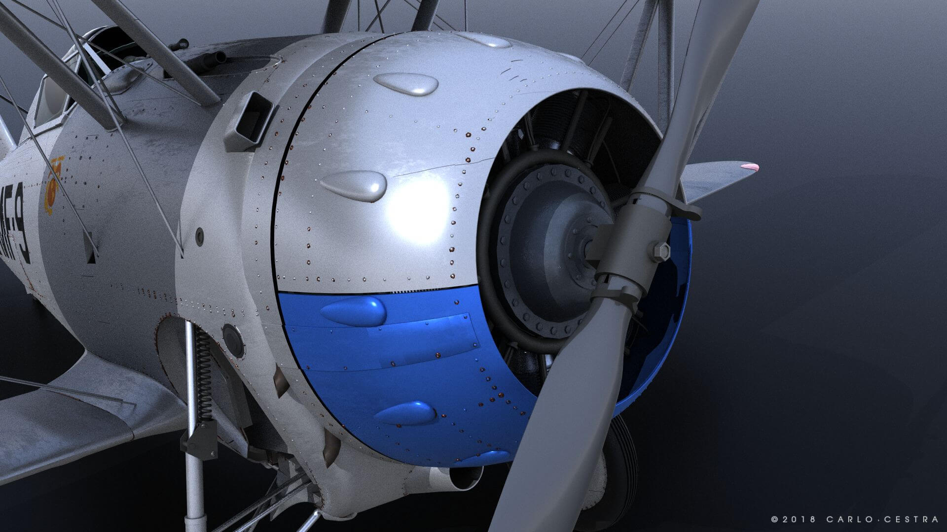 Grumman F2F-1 US Marines 1939 3D Model by Carlo Cestra