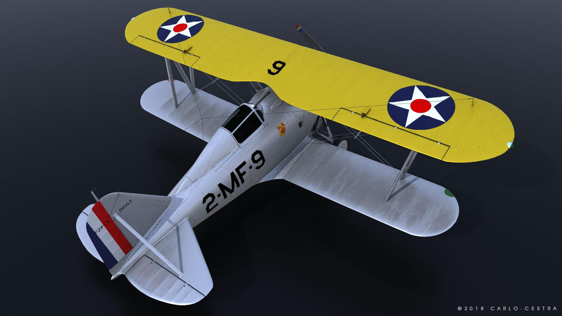 Grumman F2F-1 US Marines 1939 3D Model by Carlo Cestra