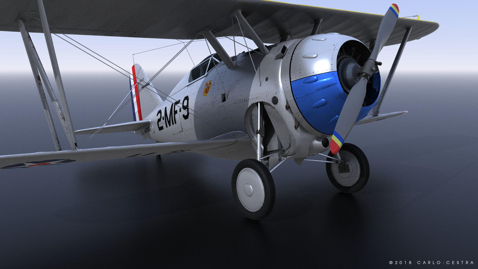 Grumman F2F-1 US Marines 1939 3D Model by Carlo Cestra