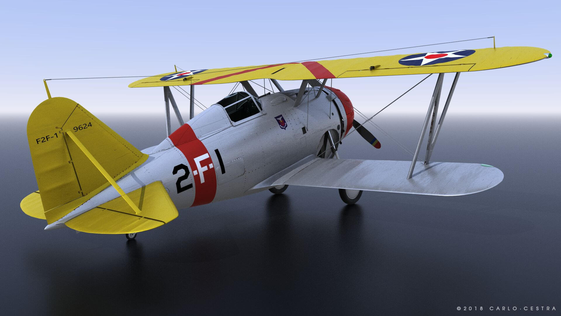 Grumman F2F-1 USS Lexington CV-2 1935-36 3D Model by Carlo Cestra