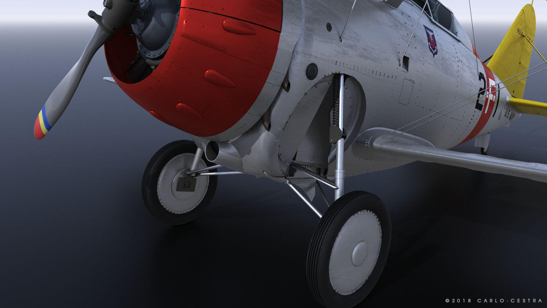 Grumman F2F-1 USS Lexington CV-2 1935-36 3D Model by Carlo Cestra