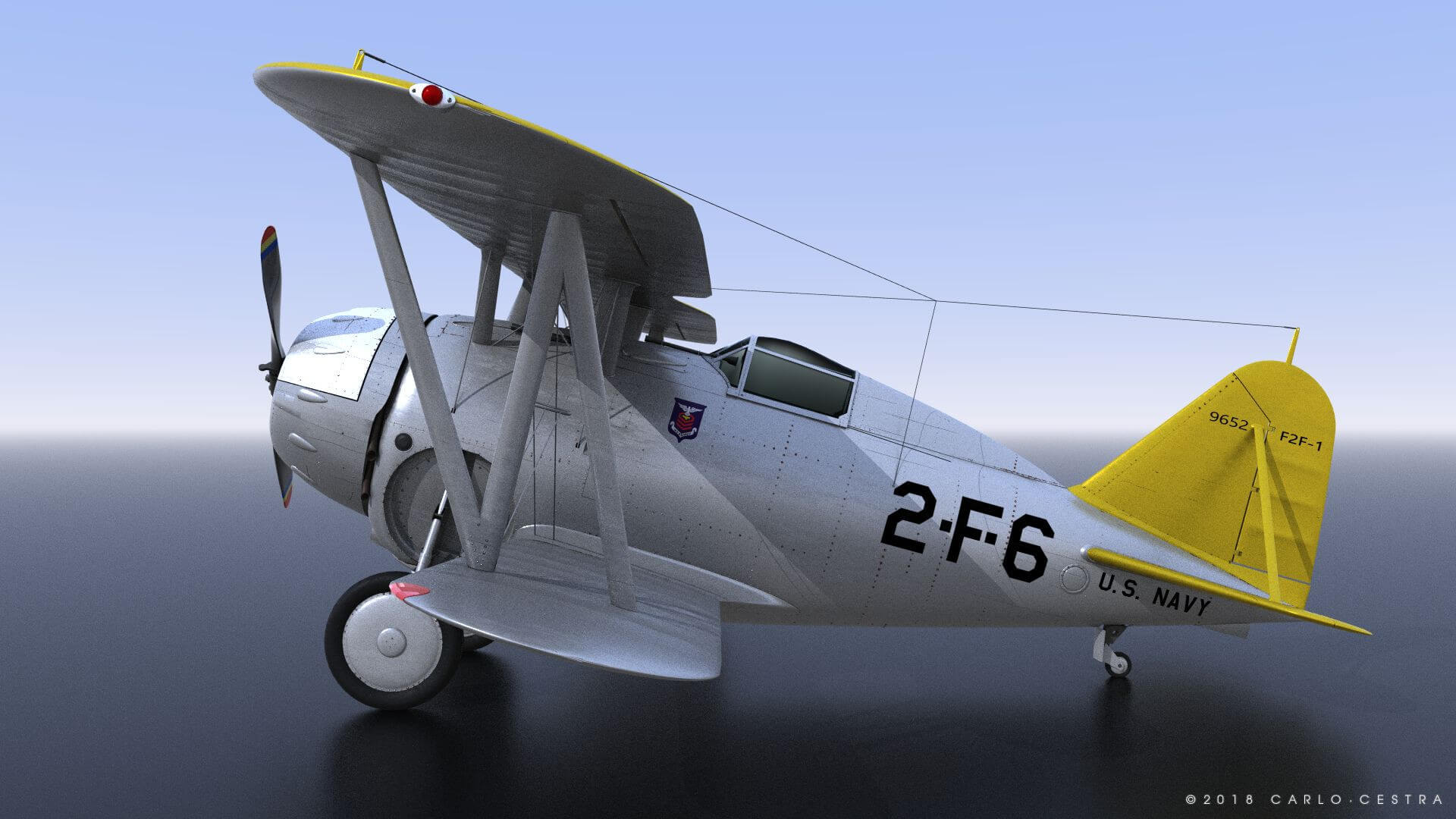 Grumman F2F-1 USS Lexington CV-2 1936 3D Model by Carlo Cestra