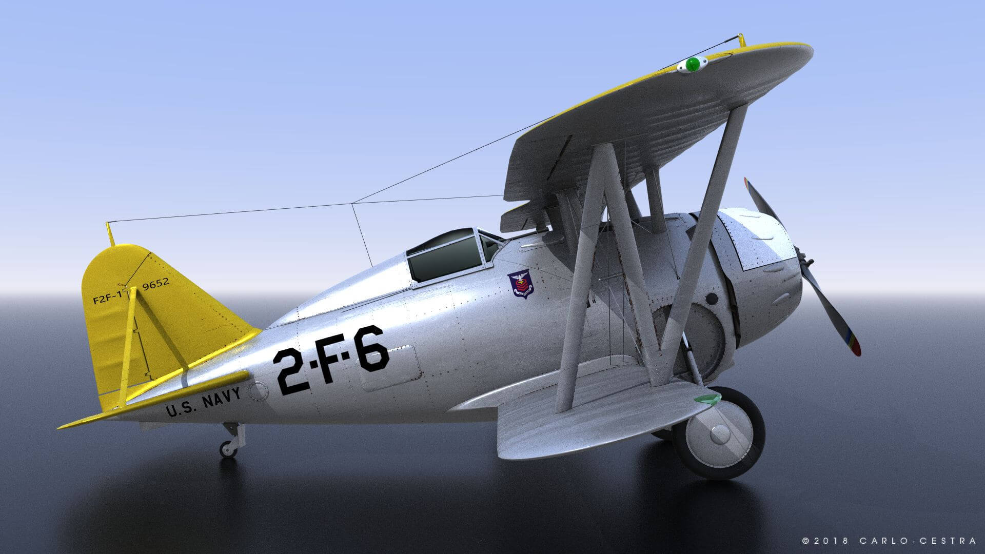 Grumman F2F-1 USS Lexington CV-2 1936 3D Model by Carlo Cestra