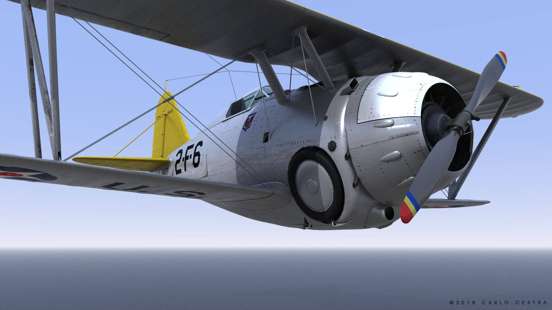 Grumman F2F-1 USS Lexington CV-2 1936 3D Model by Carlo Cestra