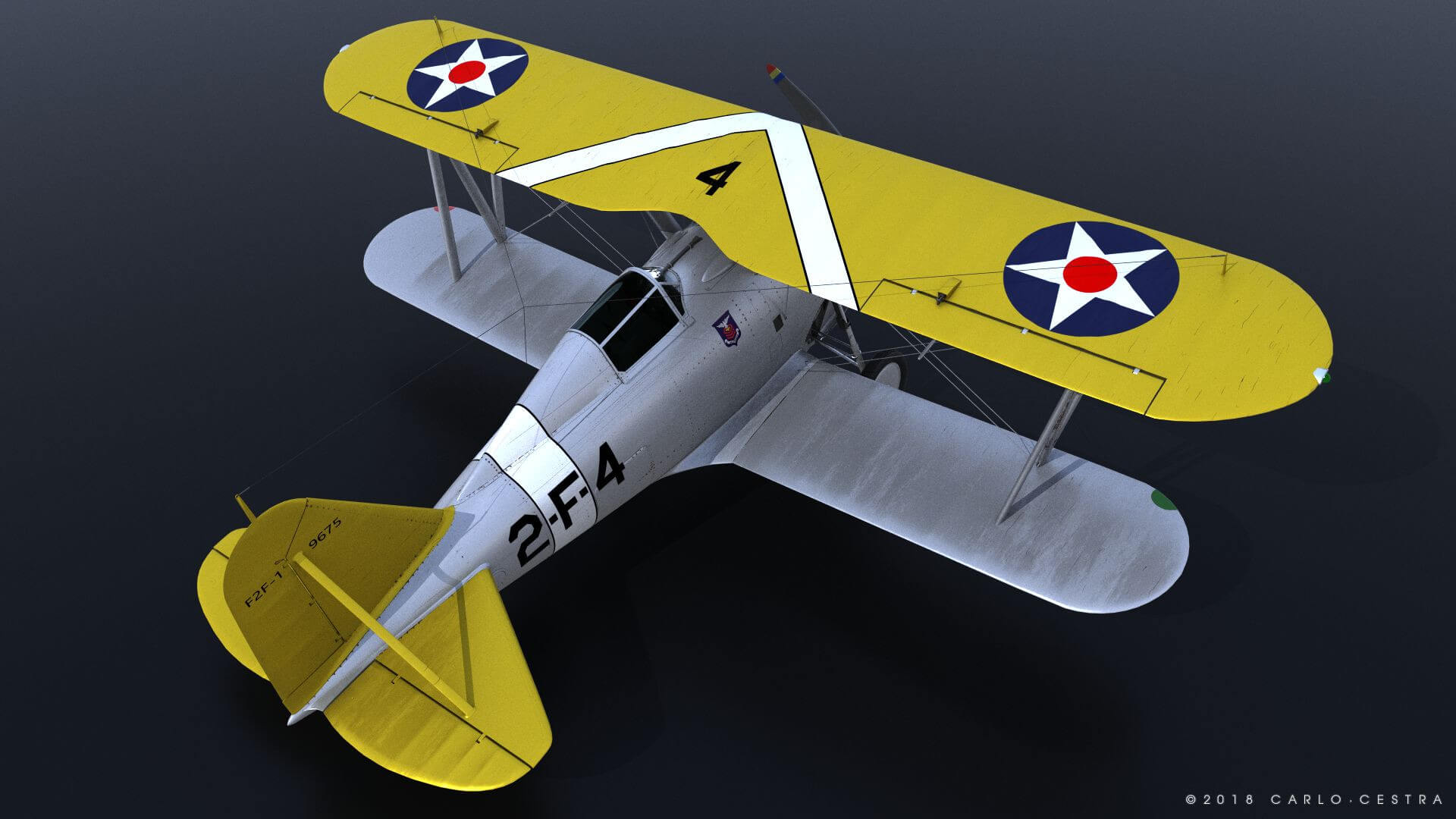 Grumman F2F-1 USS Lexington CV-2 1937 3D Model by Carlo Cestra