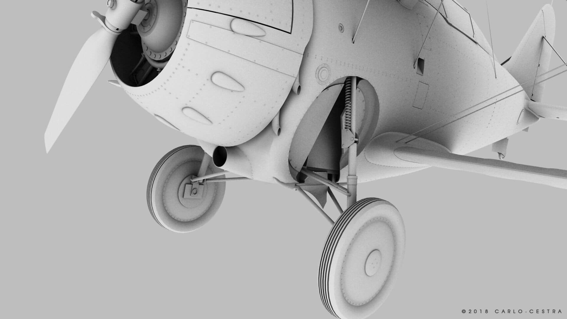 Grumman F2F-1 USS Lexington CV-2 1940 3D Model by Carlo Cestra