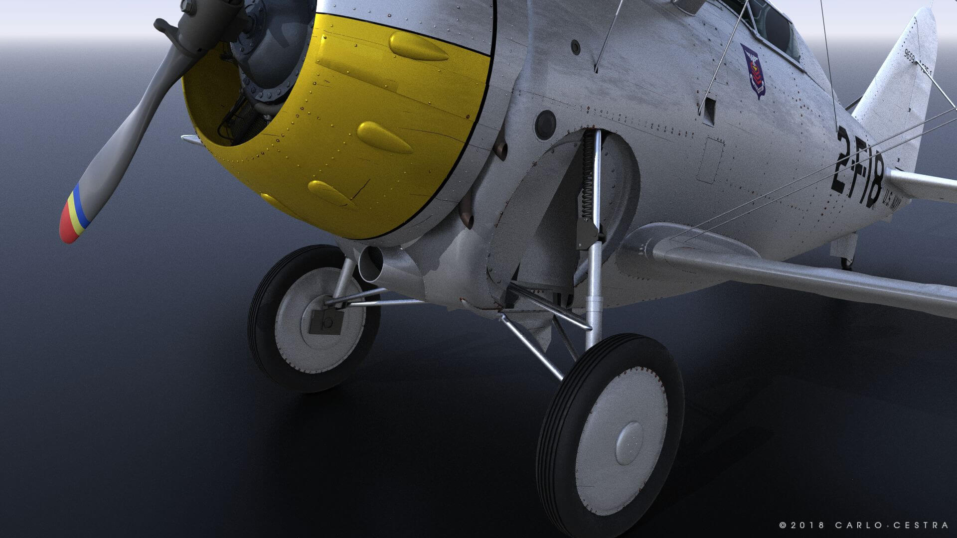 Grumman F2F-1 USS Saratoga 1939 3D Model by Carlo Cestra