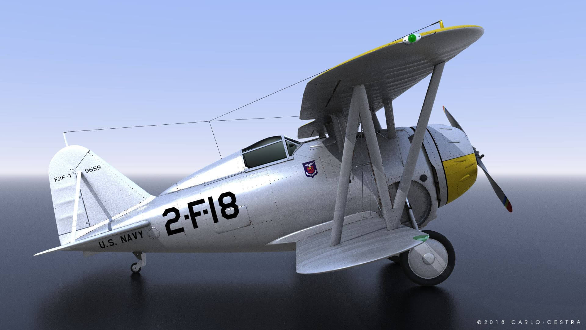Grumman F2F-1 USS Saratoga 1939 3D Model by Carlo Cestra