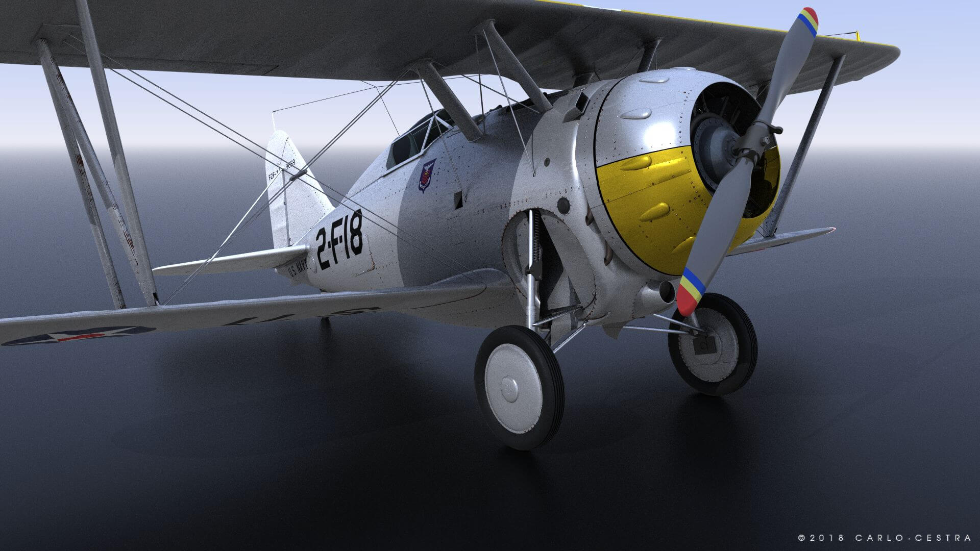 Grumman F2F-1 USS Saratoga 1939 3D Model by Carlo Cestra