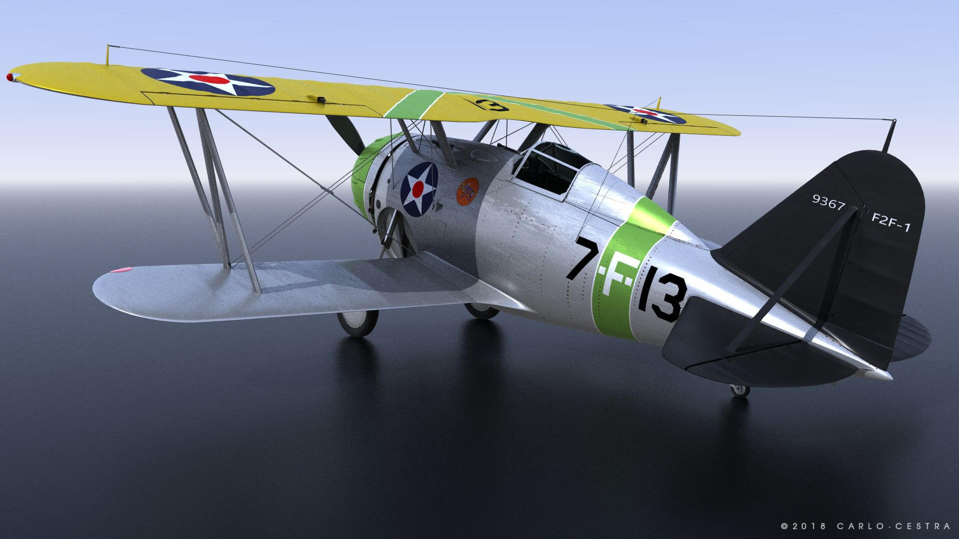 Grumman F2F-1 USS Wasp CV-7 1937 3D Model by Carlo Cestra