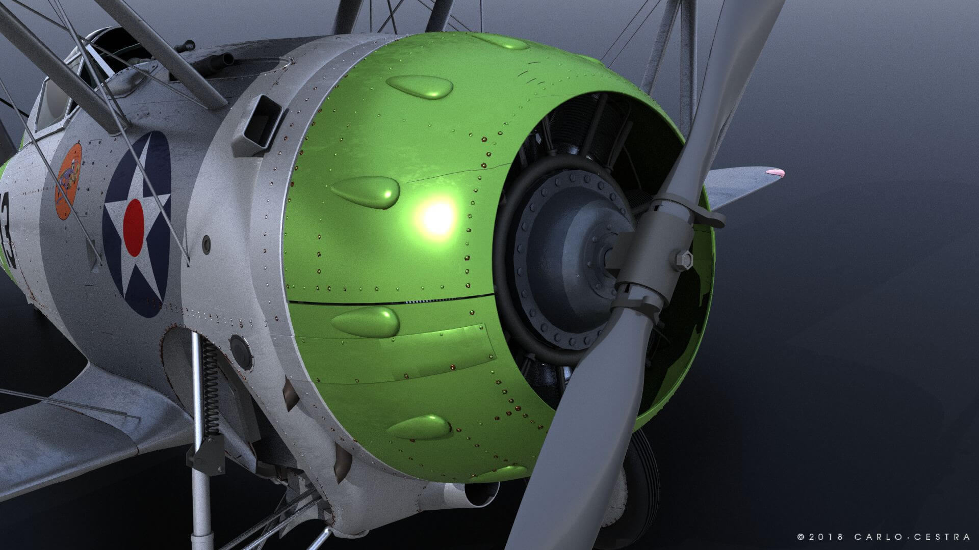 Grumman F2F-1 USS Wasp CV-7 1937 3D Model by Carlo Cestra