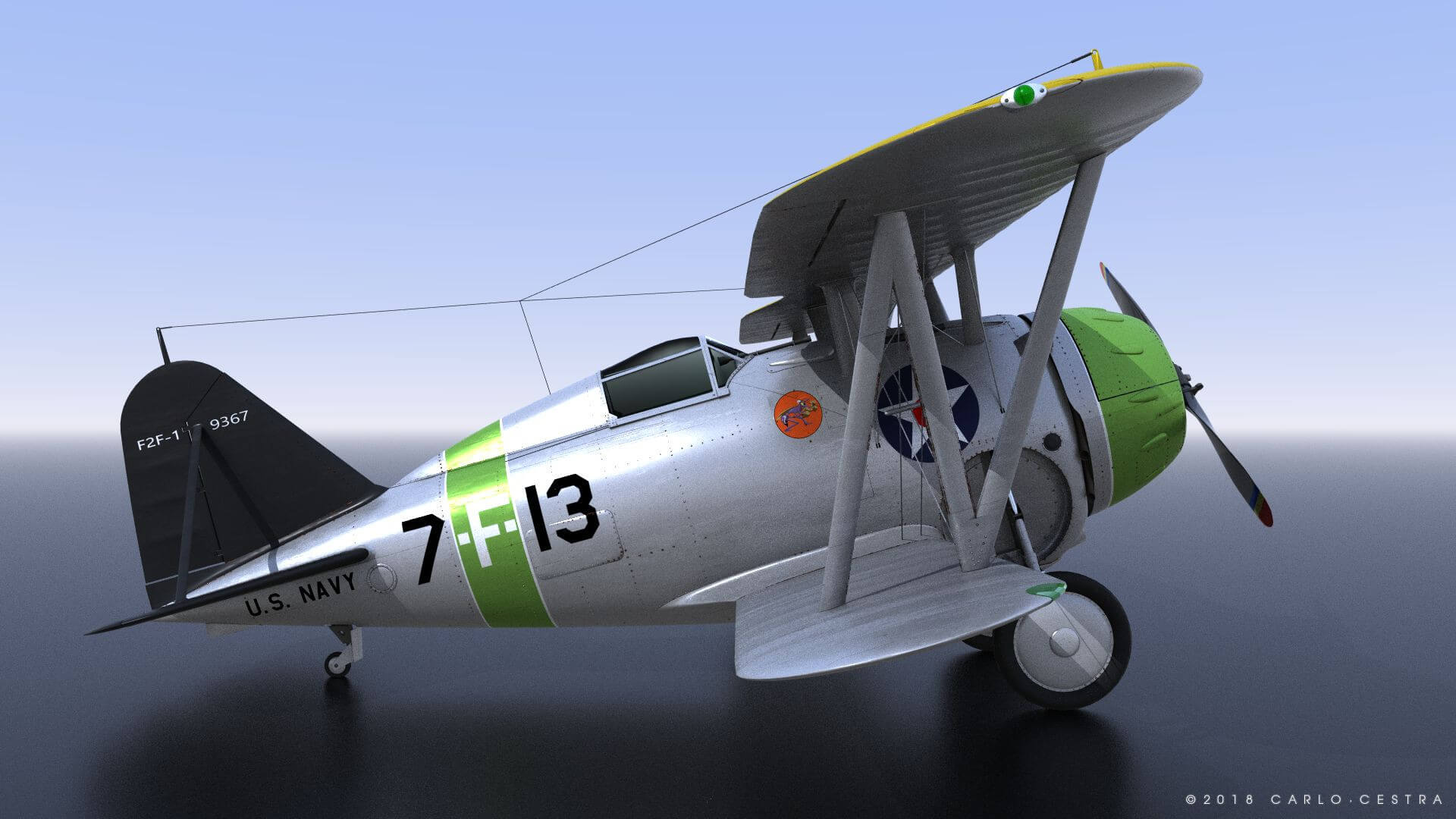 Grumman F2F-1 USS Wasp CV-7 1937 3D Model by Carlo Cestra
