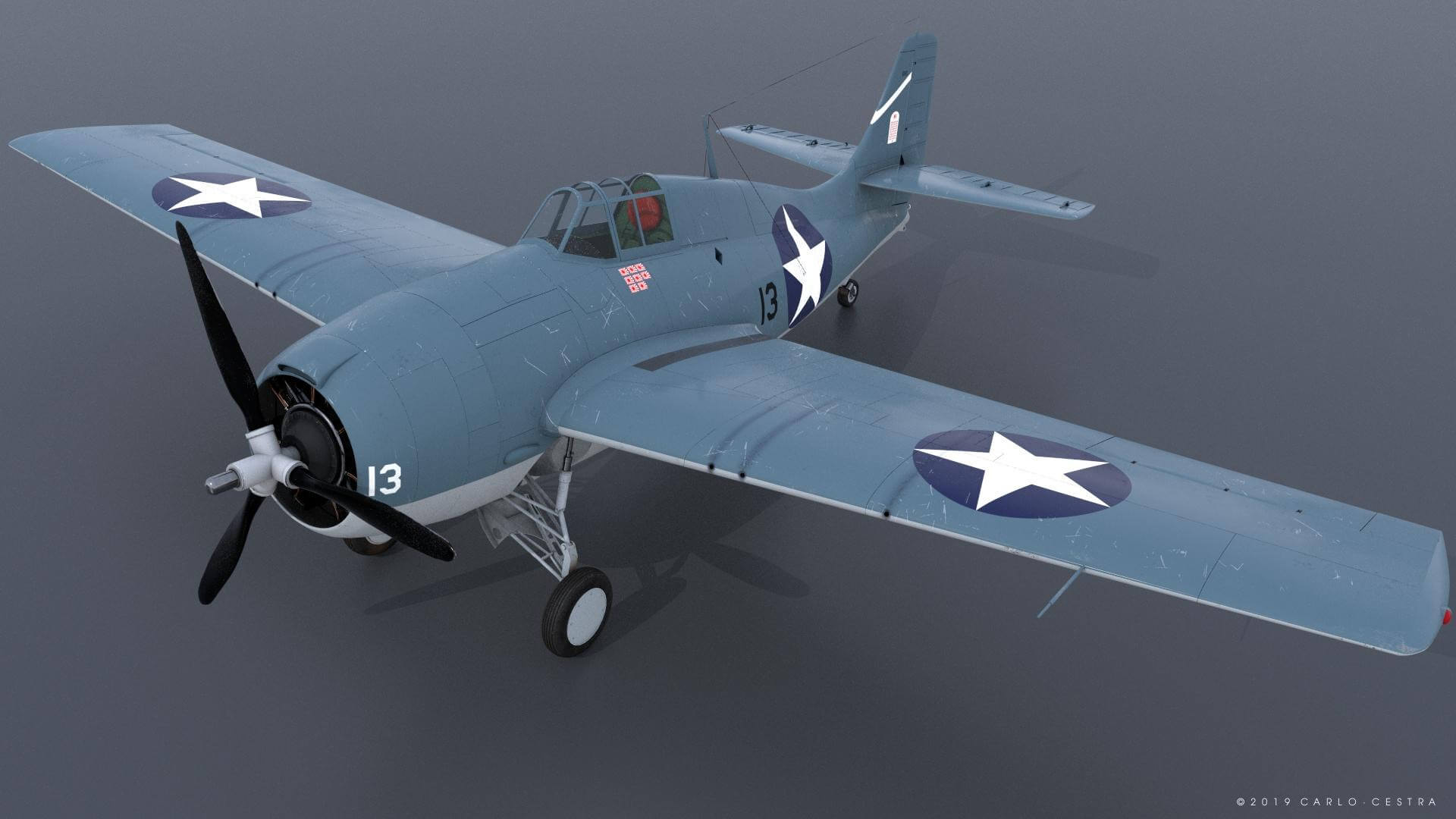 Grumman F4F-3 Wildcat 13 3D Model by Carlo Cestra