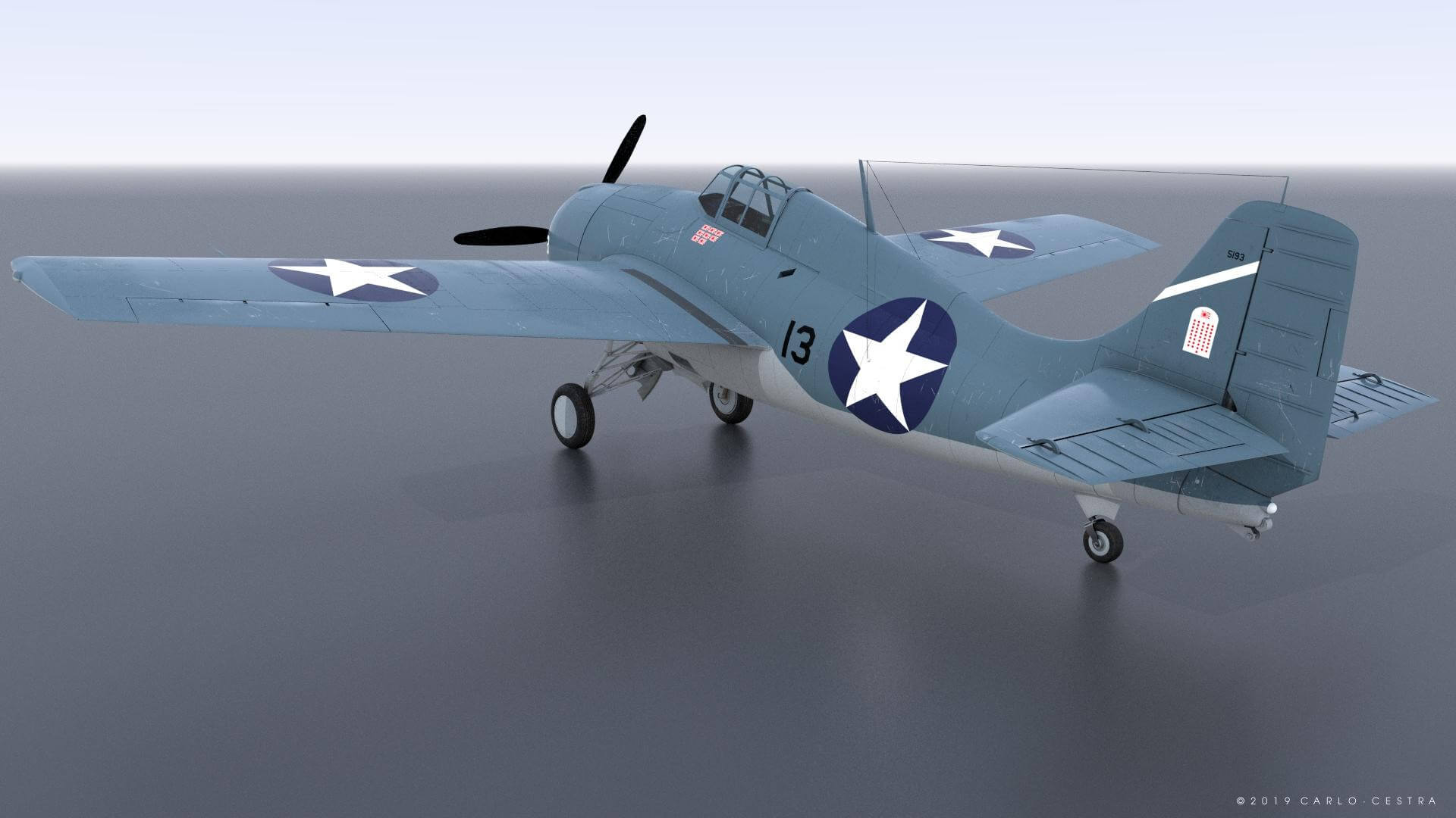 Grumman F4F-3 Wildcat 13 3D Model by Carlo Cestra