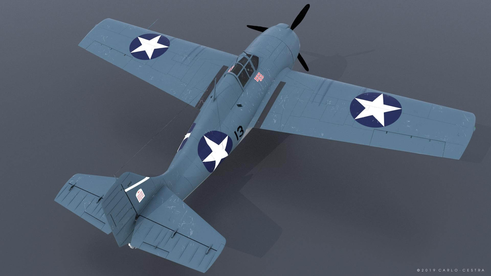 Grumman F4F-3 Wildcat 13 3D Model by Carlo Cestra