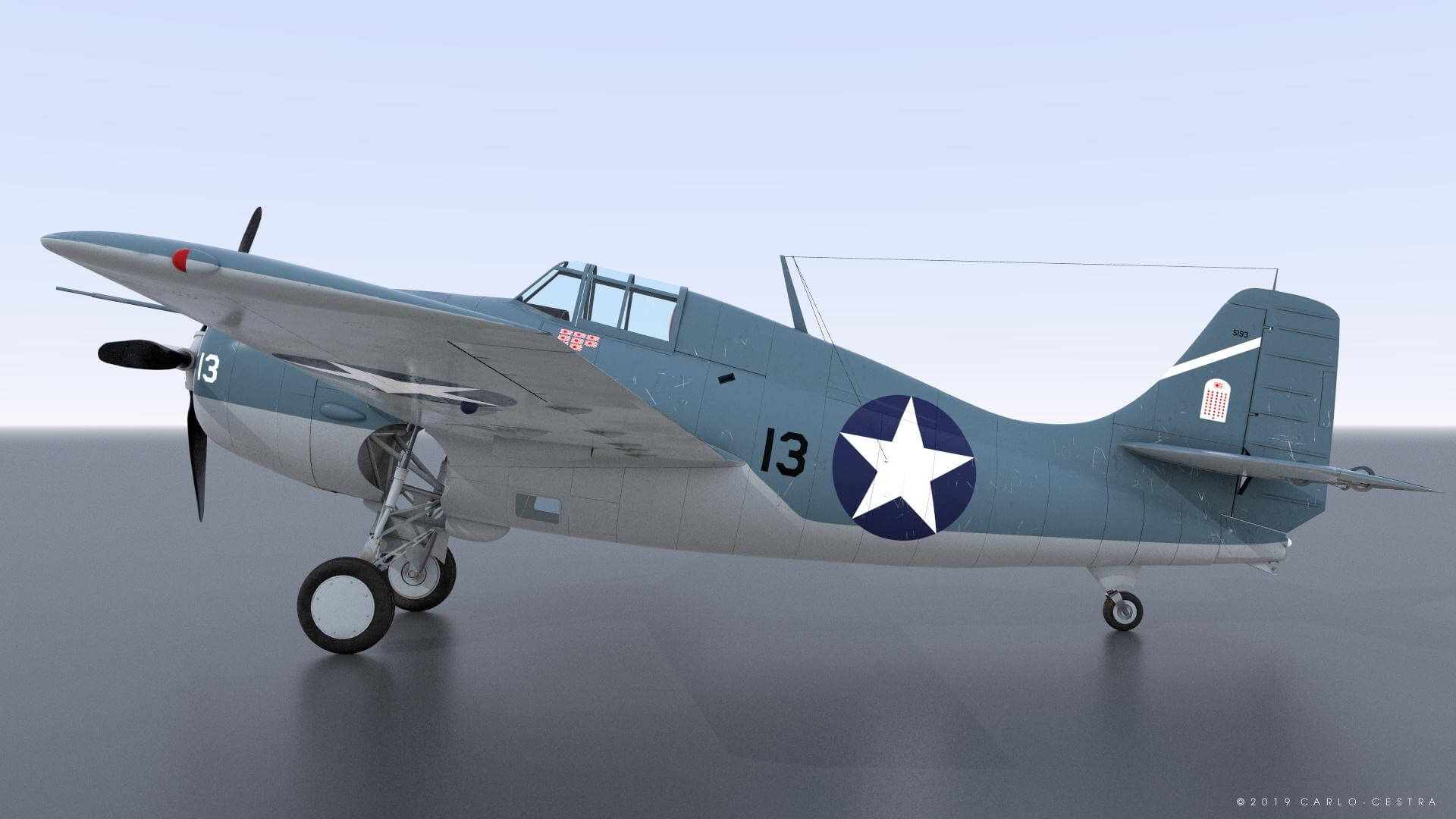 Grumman F4F-3 Wildcat 13 3D Model by Carlo Cestra