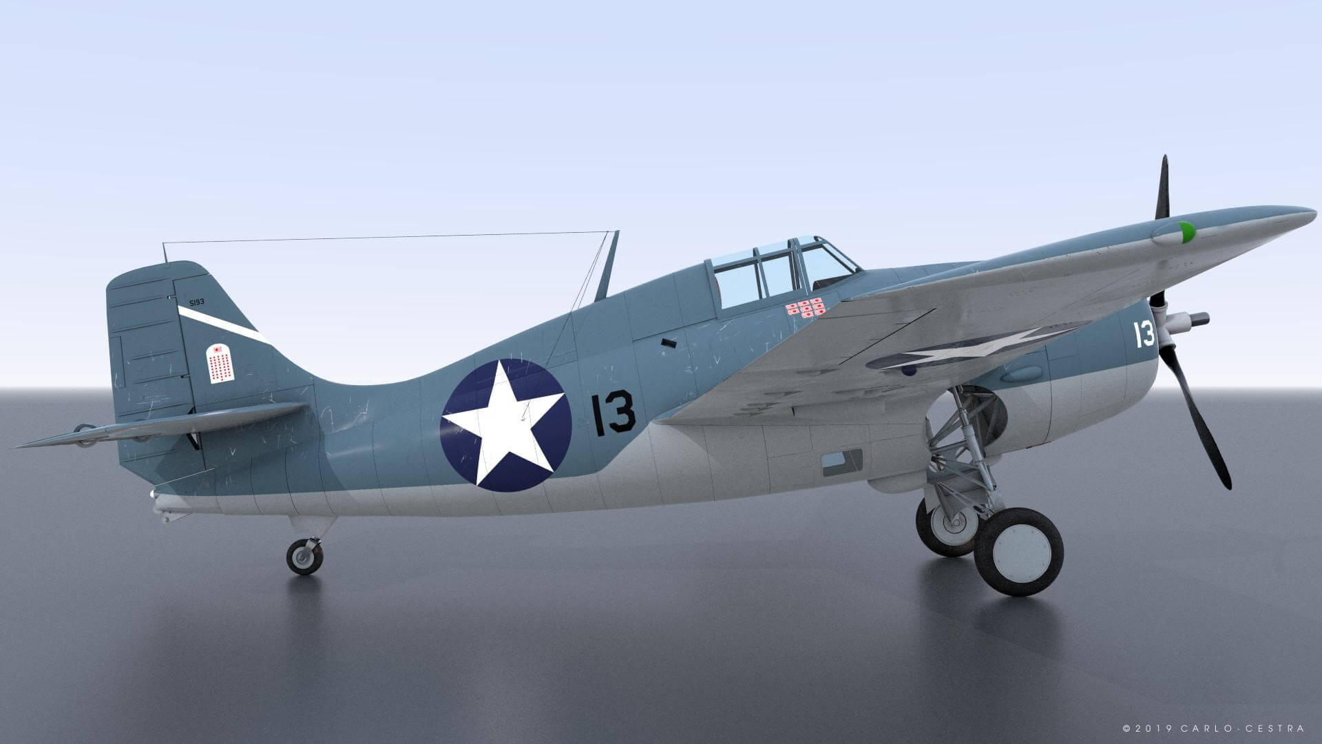 Grumman F4F-3 Wildcat 13 3D Model by Carlo Cestra