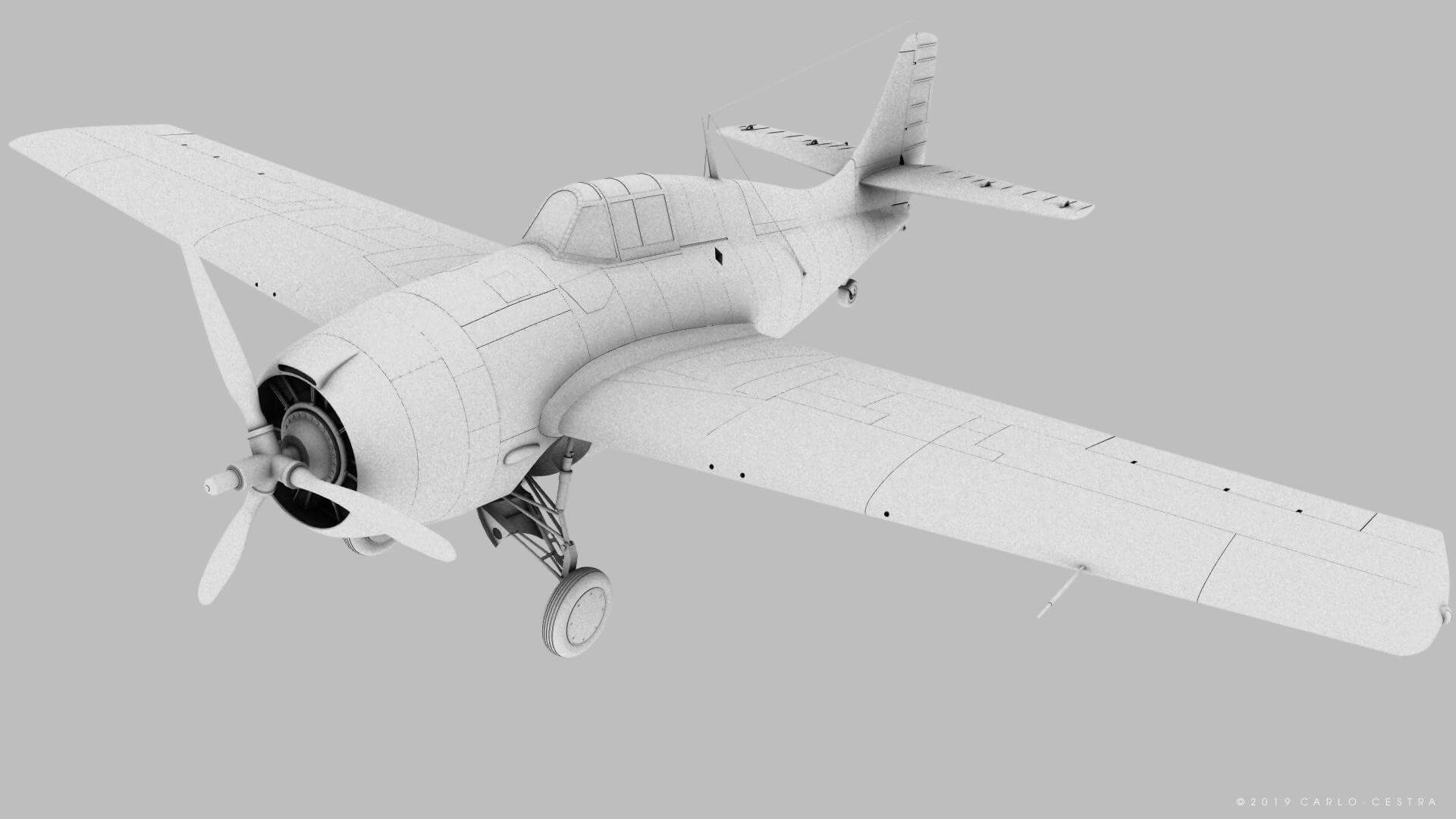 Grumman F4F-3 Wildcat 13 3D Model by Carlo Cestra