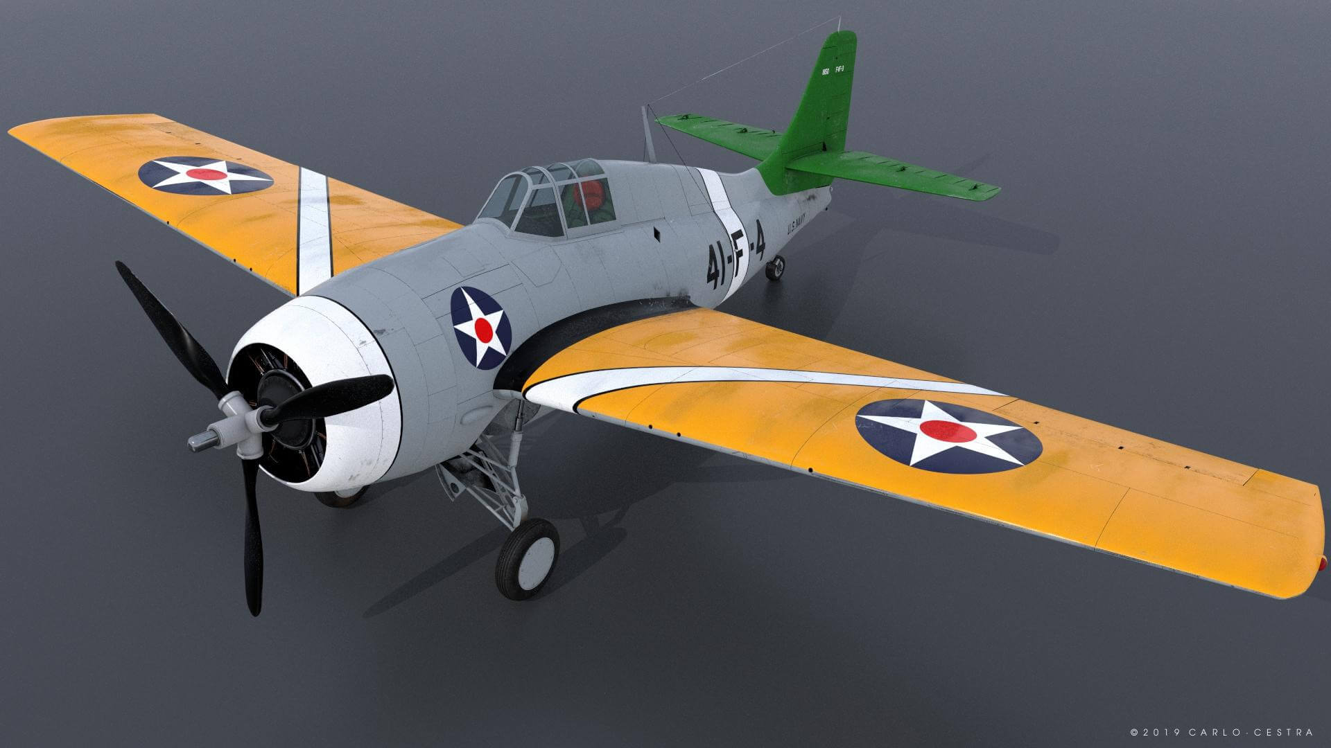 Grumman F4F-3 Wildcat 41F4 3D Model by Carlo Cestra