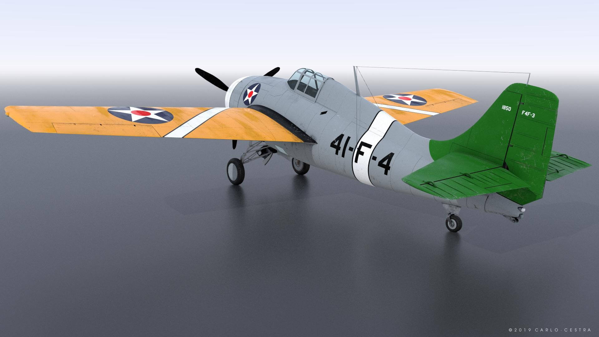 Grumman F4F-3 Wildcat 41F4 3D Model by Carlo Cestra