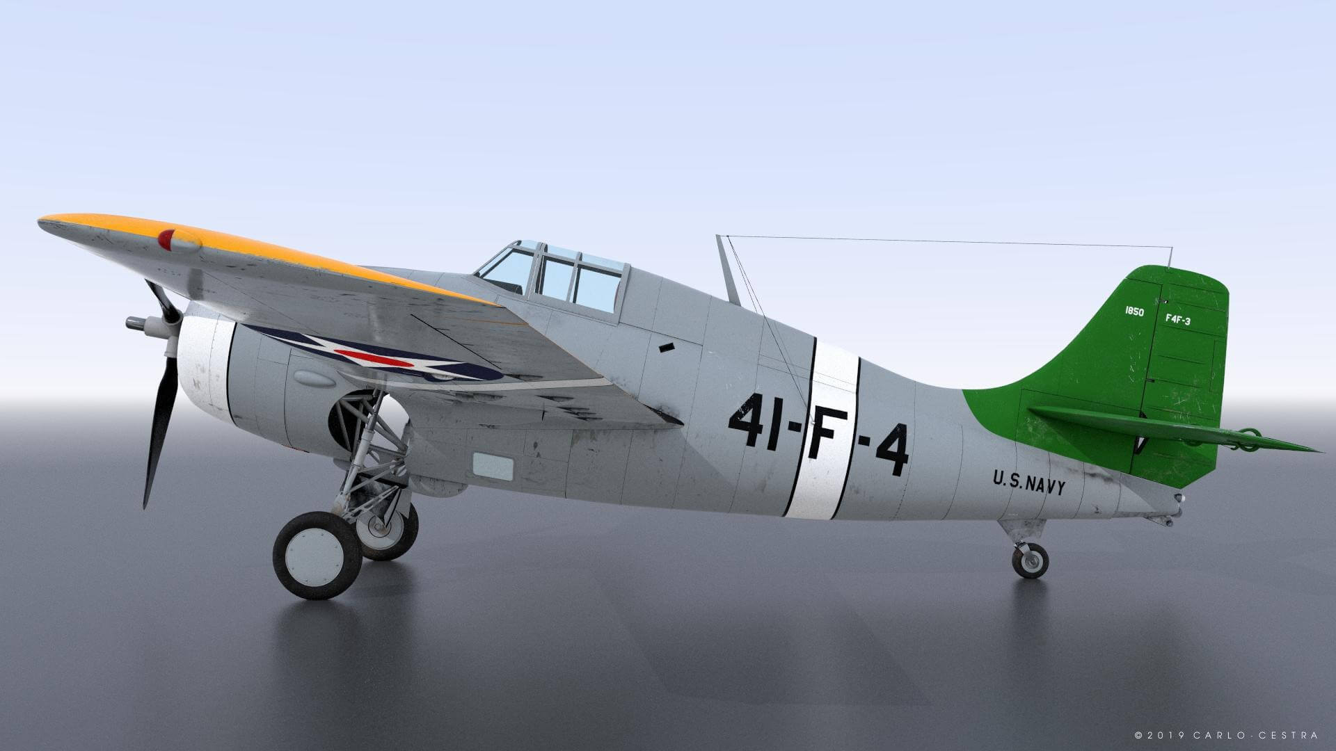Grumman F4F-3 Wildcat 41F4 3D Model by Carlo Cestra